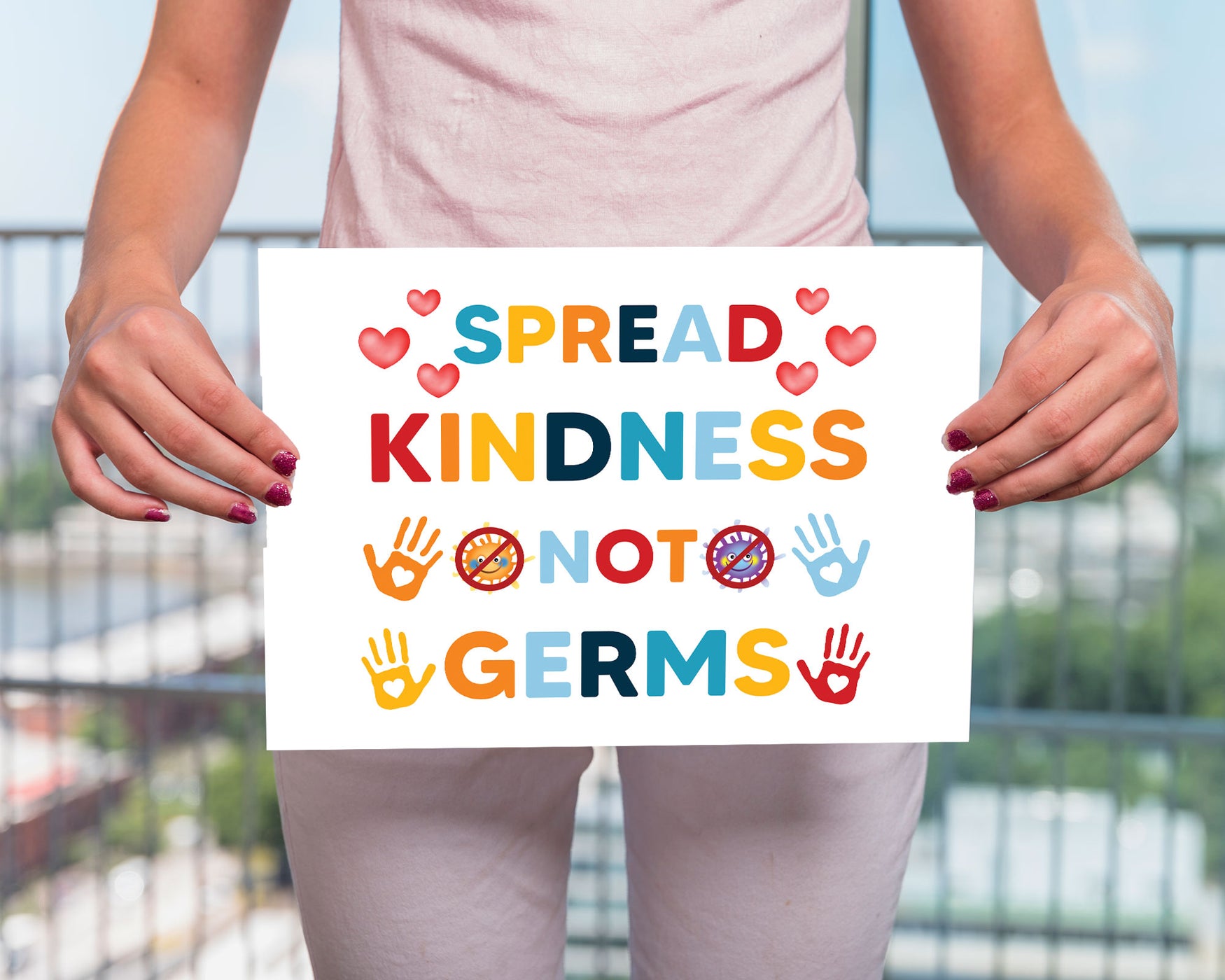 Printable PDF Spread Kindness Not Germs, Health Clinic Wall Sign, Scho ...