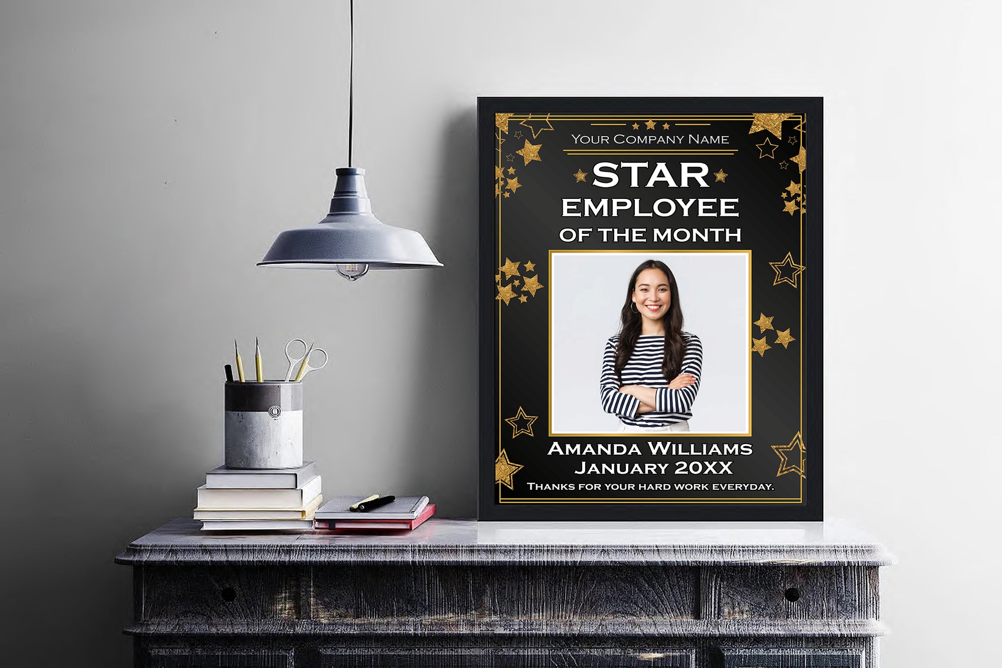 DIY Star Employee of the Month Certificate Template Black and Gold, Ed ...