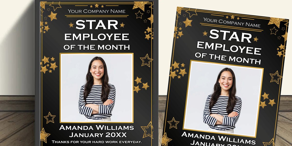 DIY Star Employee of the Month Certificate Template Black and Gold, Ed ...