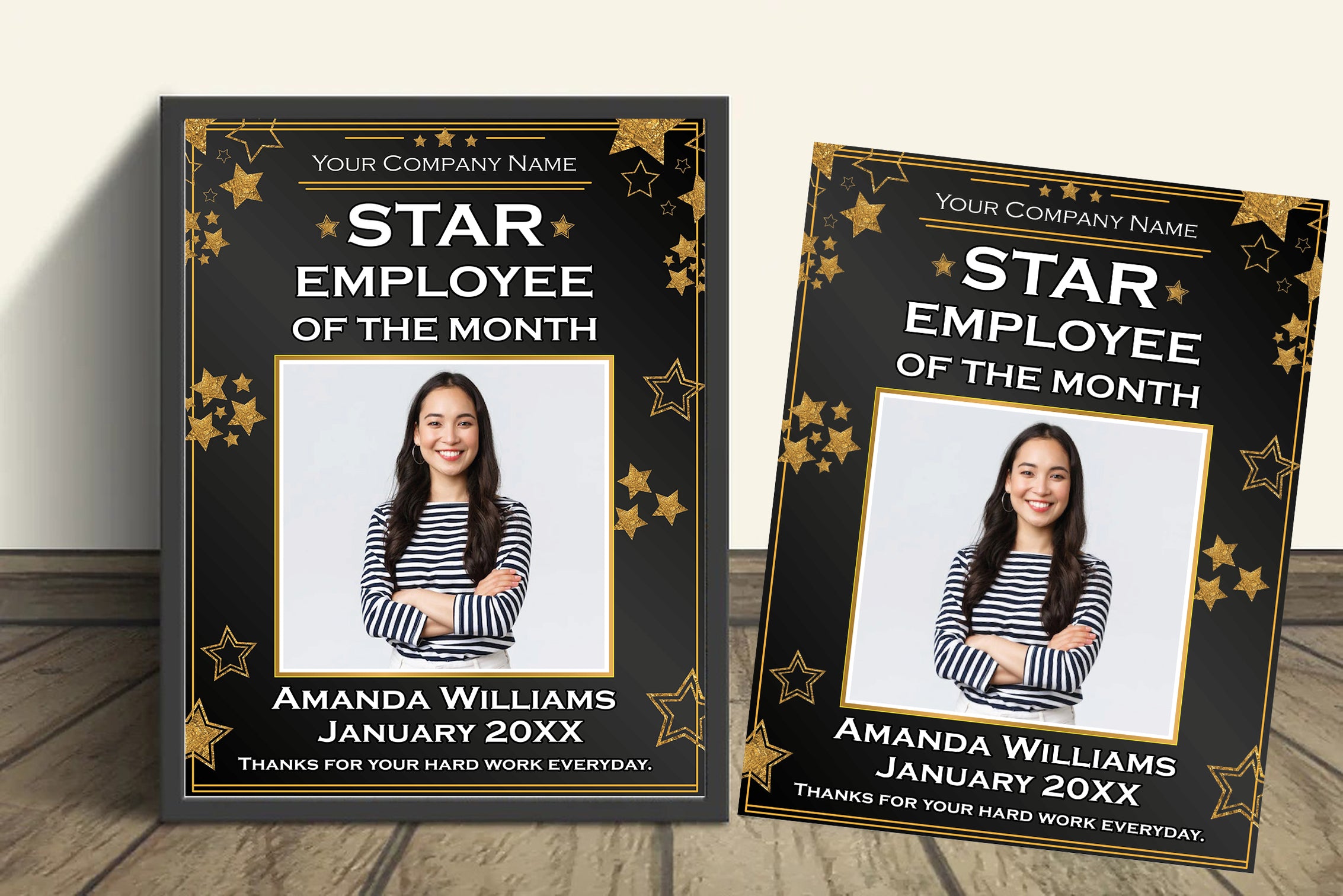 DIY Star Employee of the Month Certificate Template Black and Gold, Ed ...