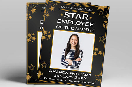 DIY Star Employee of the Month Certificate Template Black and Gold, Ed ...