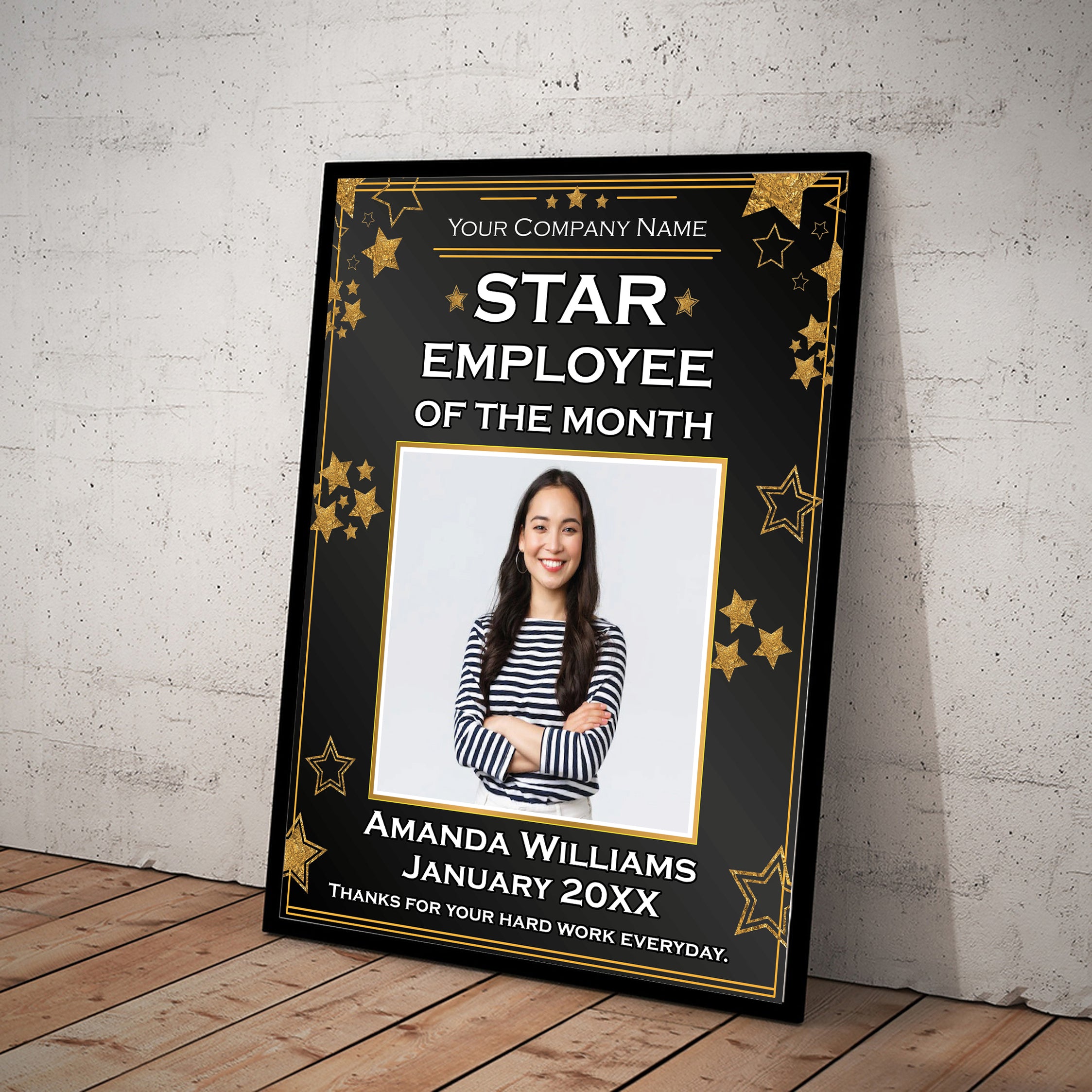 DIY Star Employee of the Month Certificate Template Black and Gold, Ed ...
