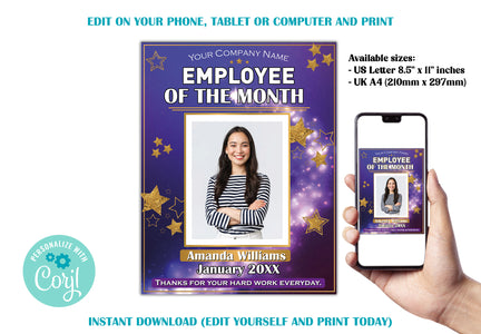 DIY Editable Star Employee Gift, Employee Appreciation, Employee of th ...