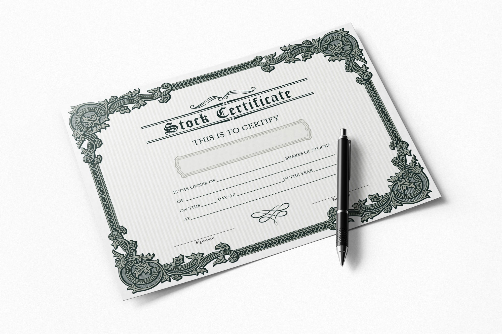Printable Blank Stock Certificate Template, DIY PDF Certificate of Sto ...