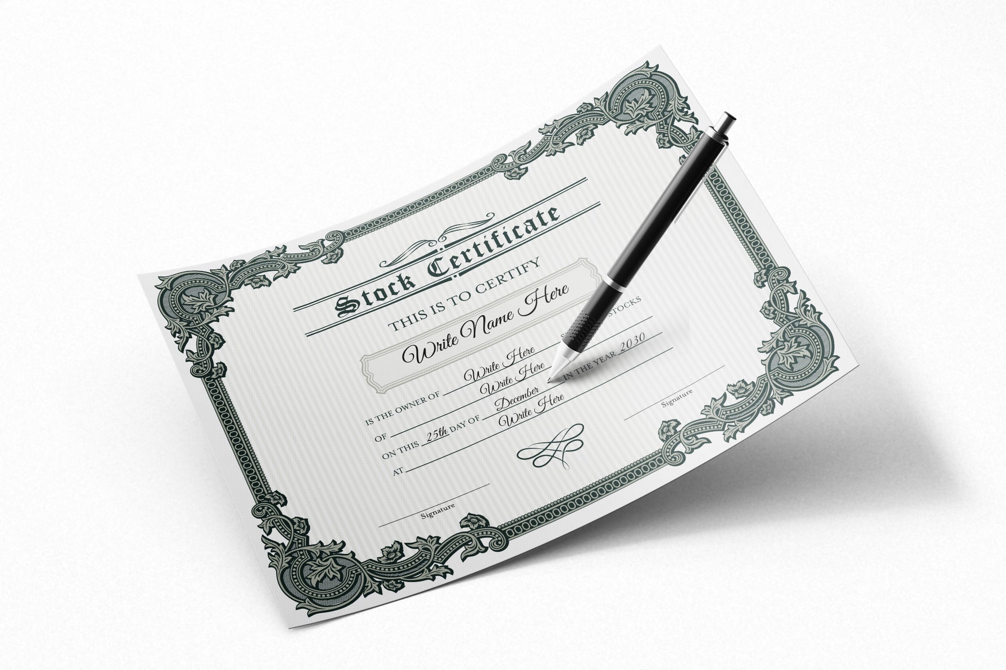 Printable Blank Stock Certificate Template, DIY PDF Certificate of Sto ...