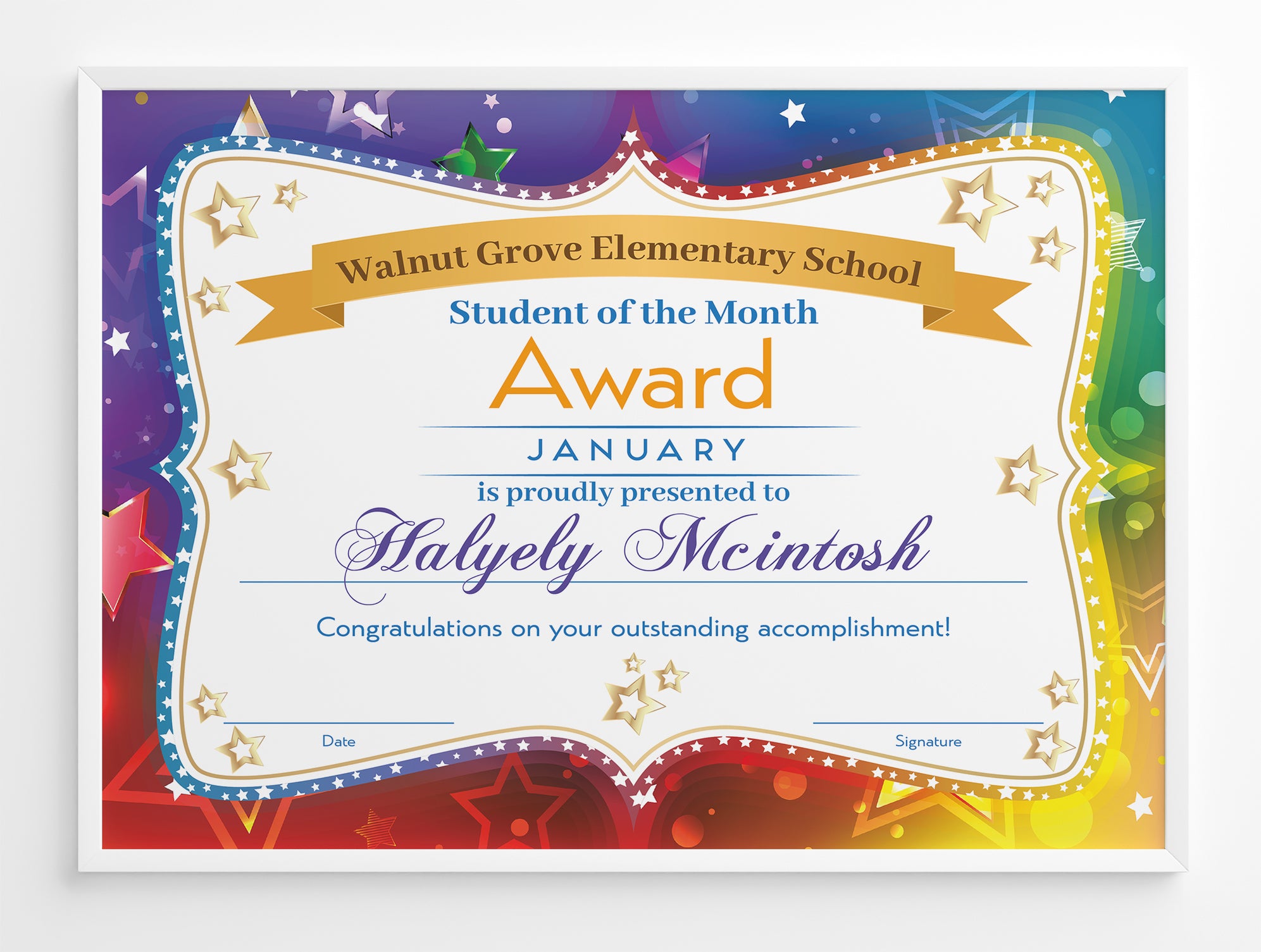 Editable Student Of The Month Certificate Template, DIY Colorful Stude ...