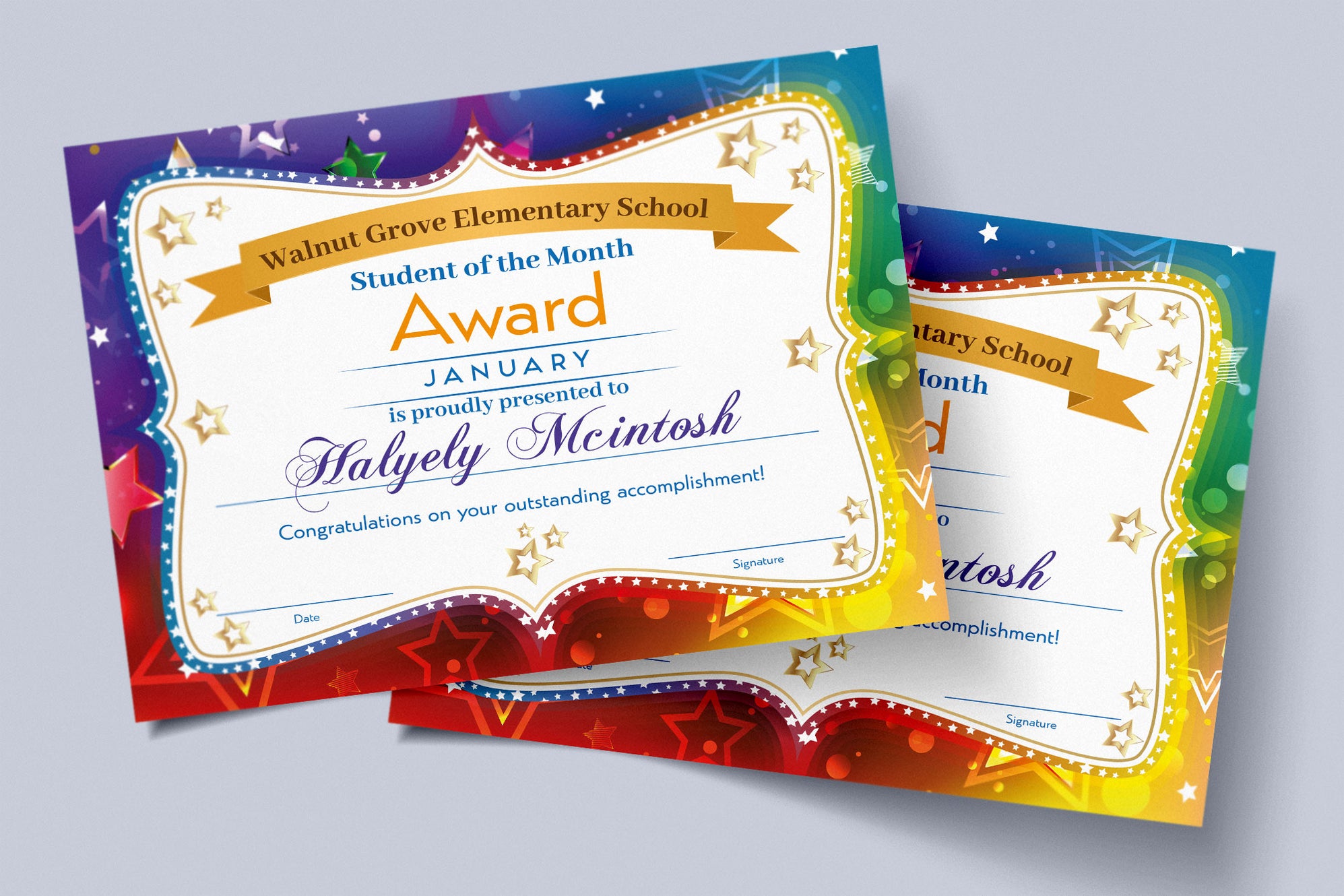 Editable Student Of The Month Certificate Template, DIY Colorful Stude ...