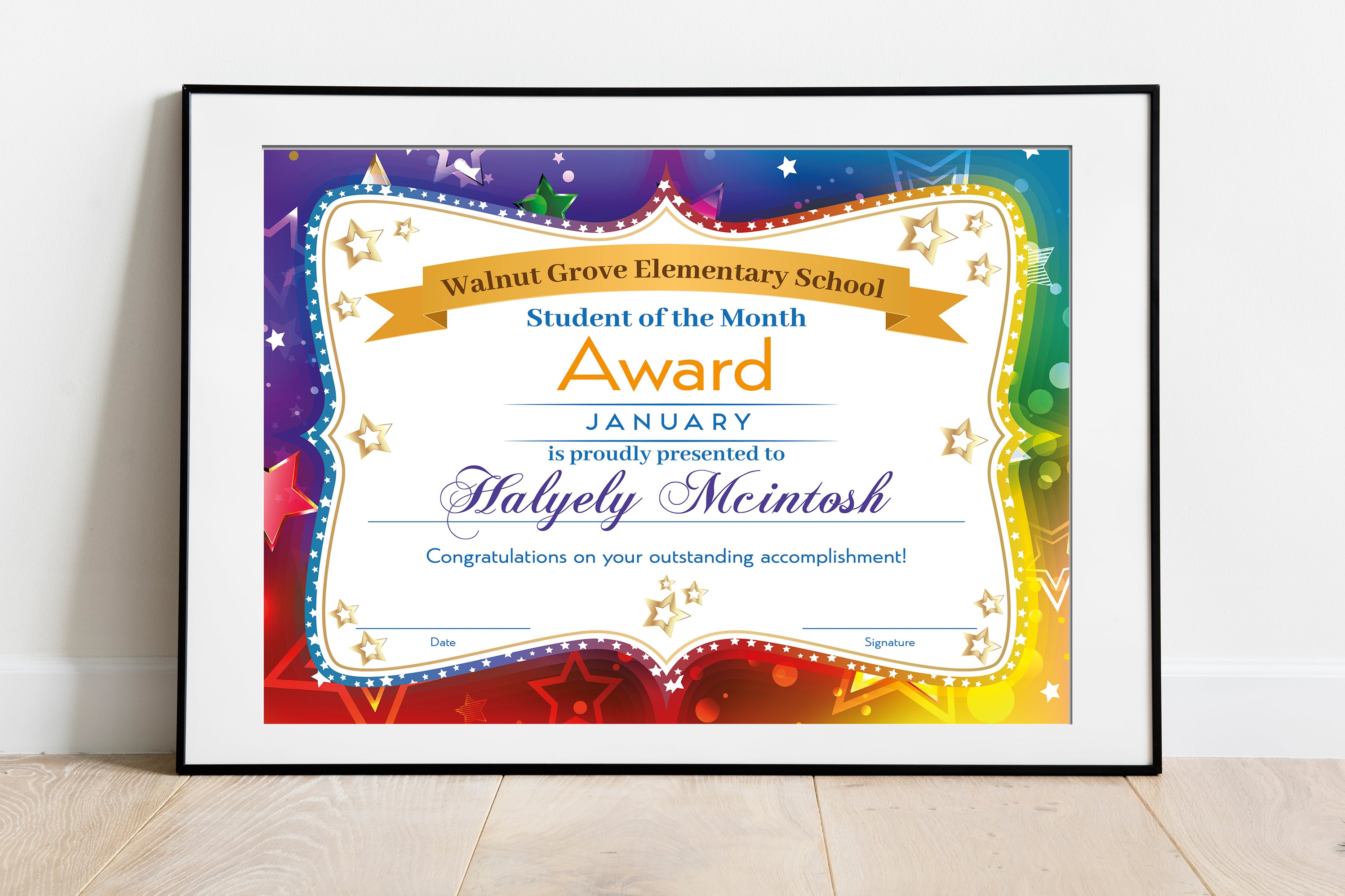 Editable Student Of The Month Certificate Template, DIY Colorful Stude ...