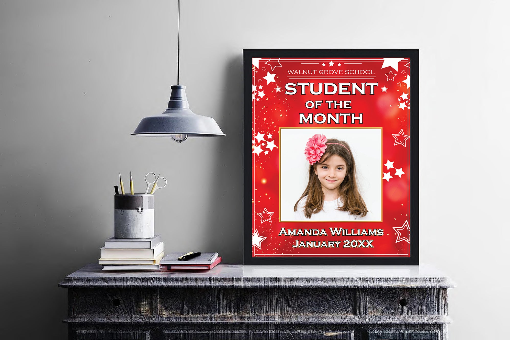 DIY Student Of The Month Certificate Template RED, Editable Star of Th ...