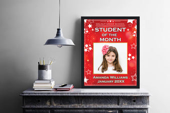 DIY Student Of The Month Certificate Template RED, Editable Star of Th ...