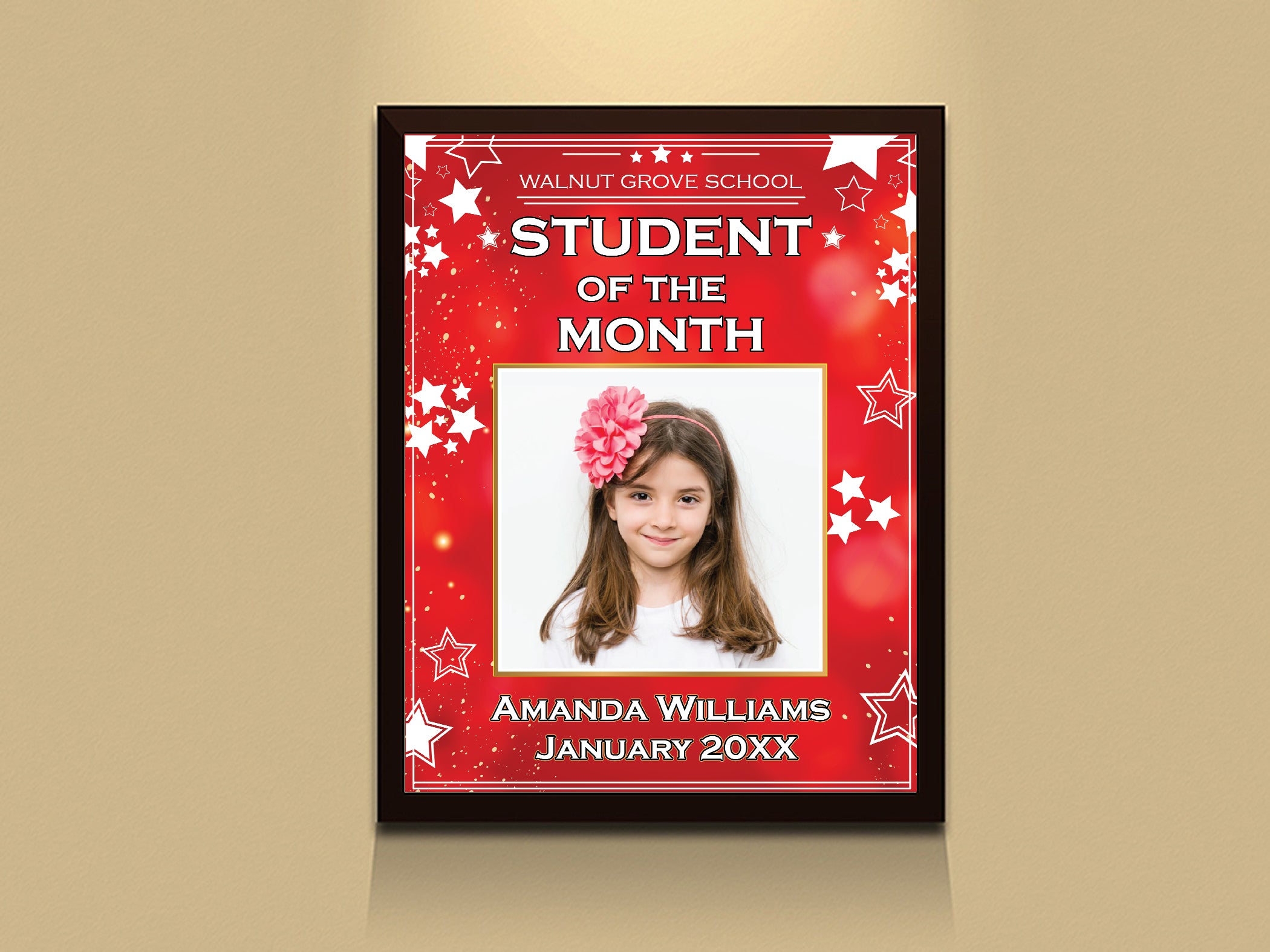 DIY Student Of The Month Certificate Template RED, Editable Star of Th ...
