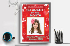 DIY Student Of The Month Certificate Template RED, Editable Star of Th ...