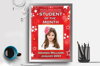 DIY Student Of The Month Certificate Template RED, Editable Star of Th ...