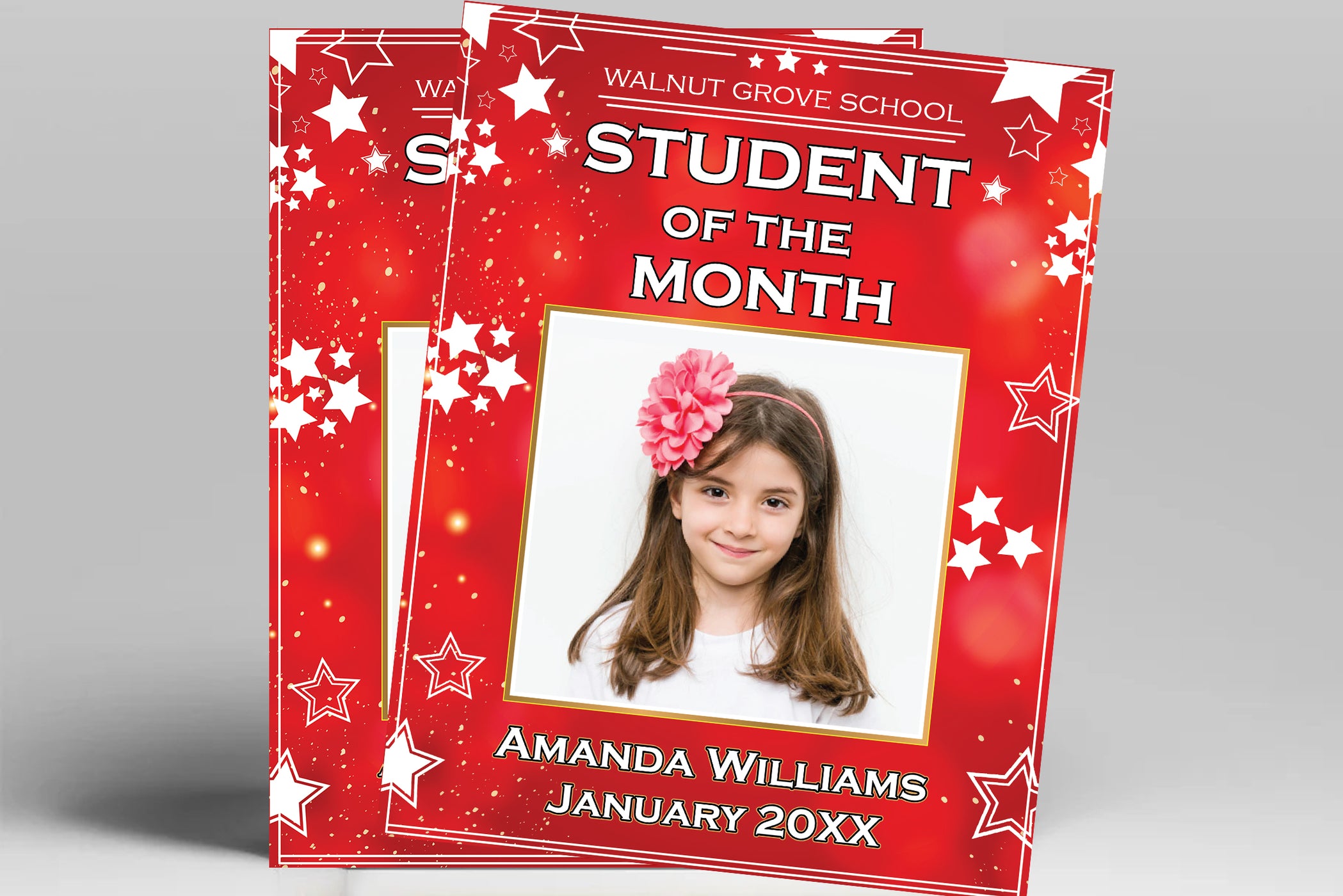 Editable Student Of The Month Black and Red Set of 2 Bundle, School St ...