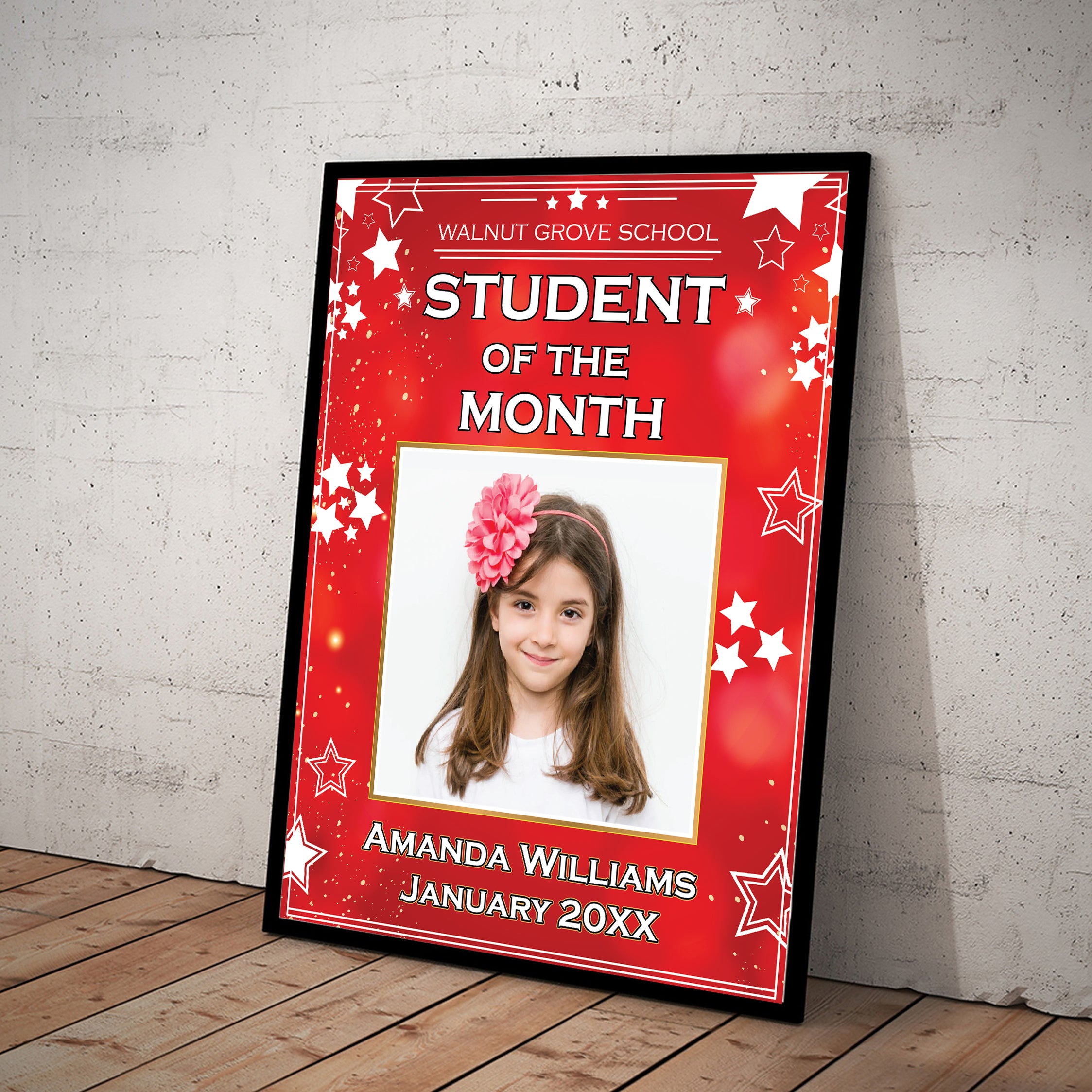 Editable Student Of The Month Black and Red Set of 2 Bundle, School St ...