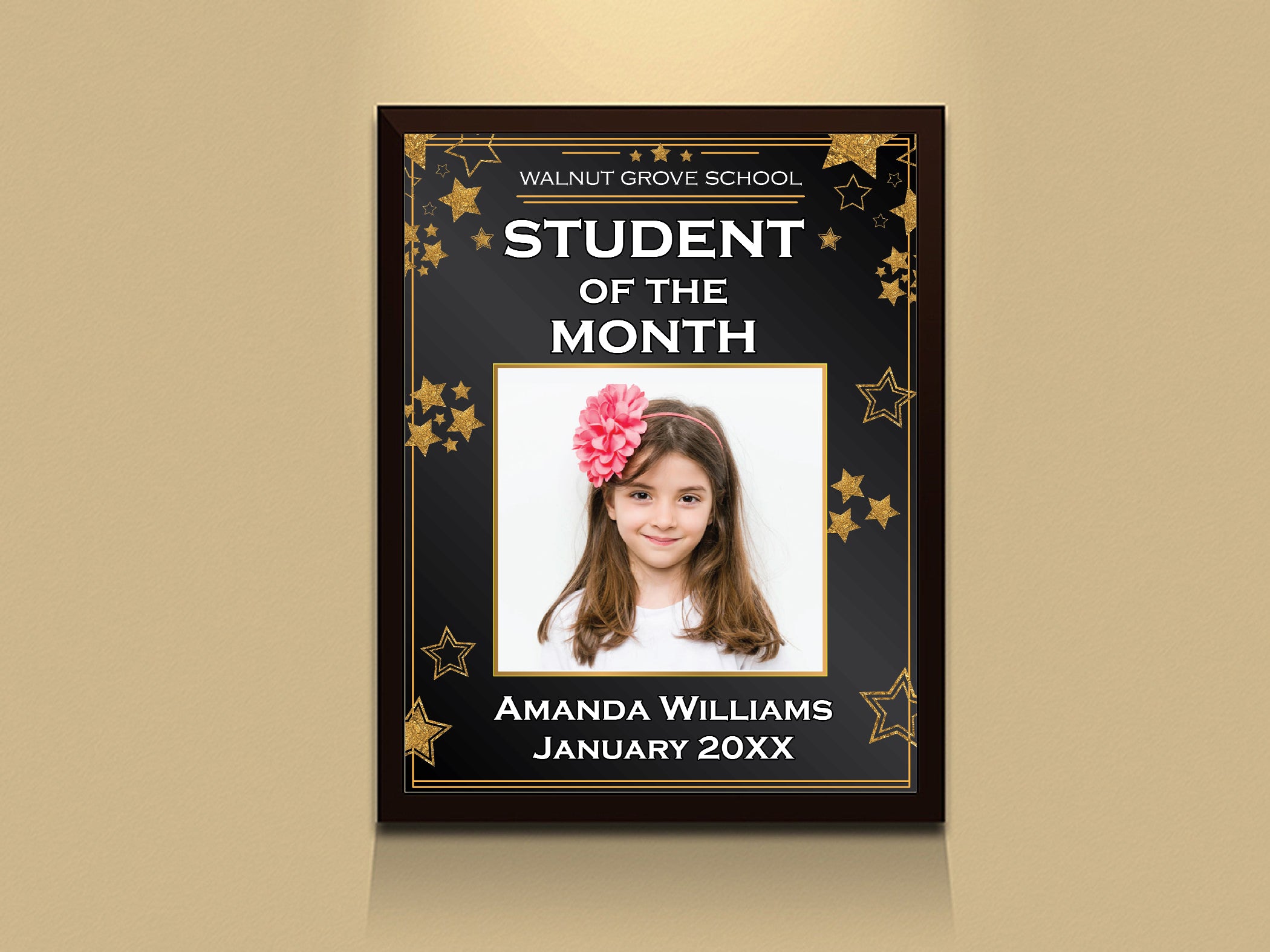 Editable Student Of The Month Certificate Template Gold & Black, DIY C ...