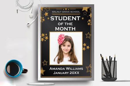 Editable Student Of The Month Black and Red Set of 2 Bundle, School St ...
