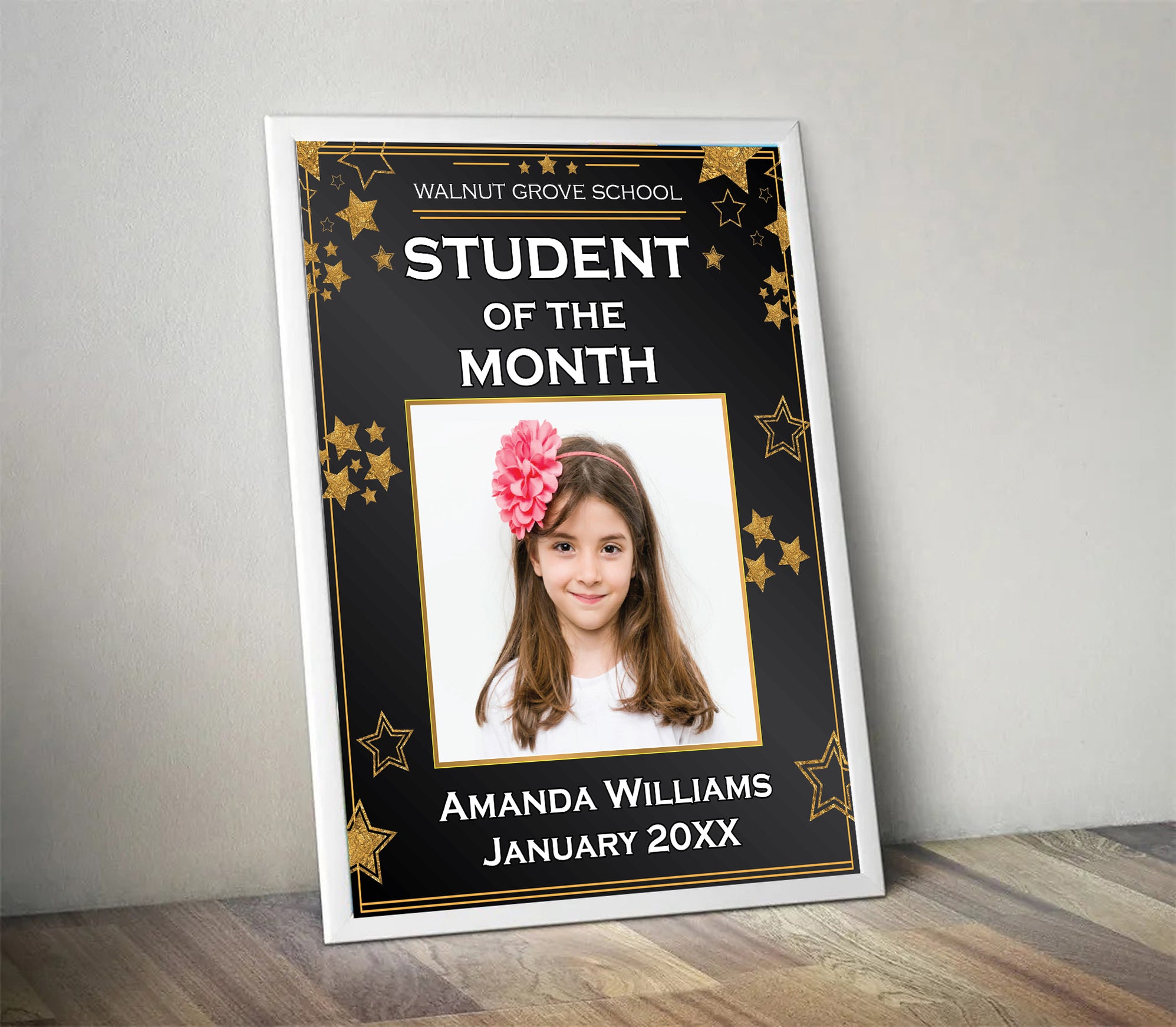 Editable Student Of The Month Black and Red Set of 2 Bundle, School St ...