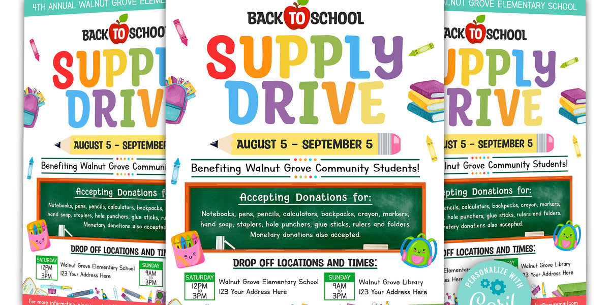 Editable Back to School Supply Drive Flyer — Posh Park