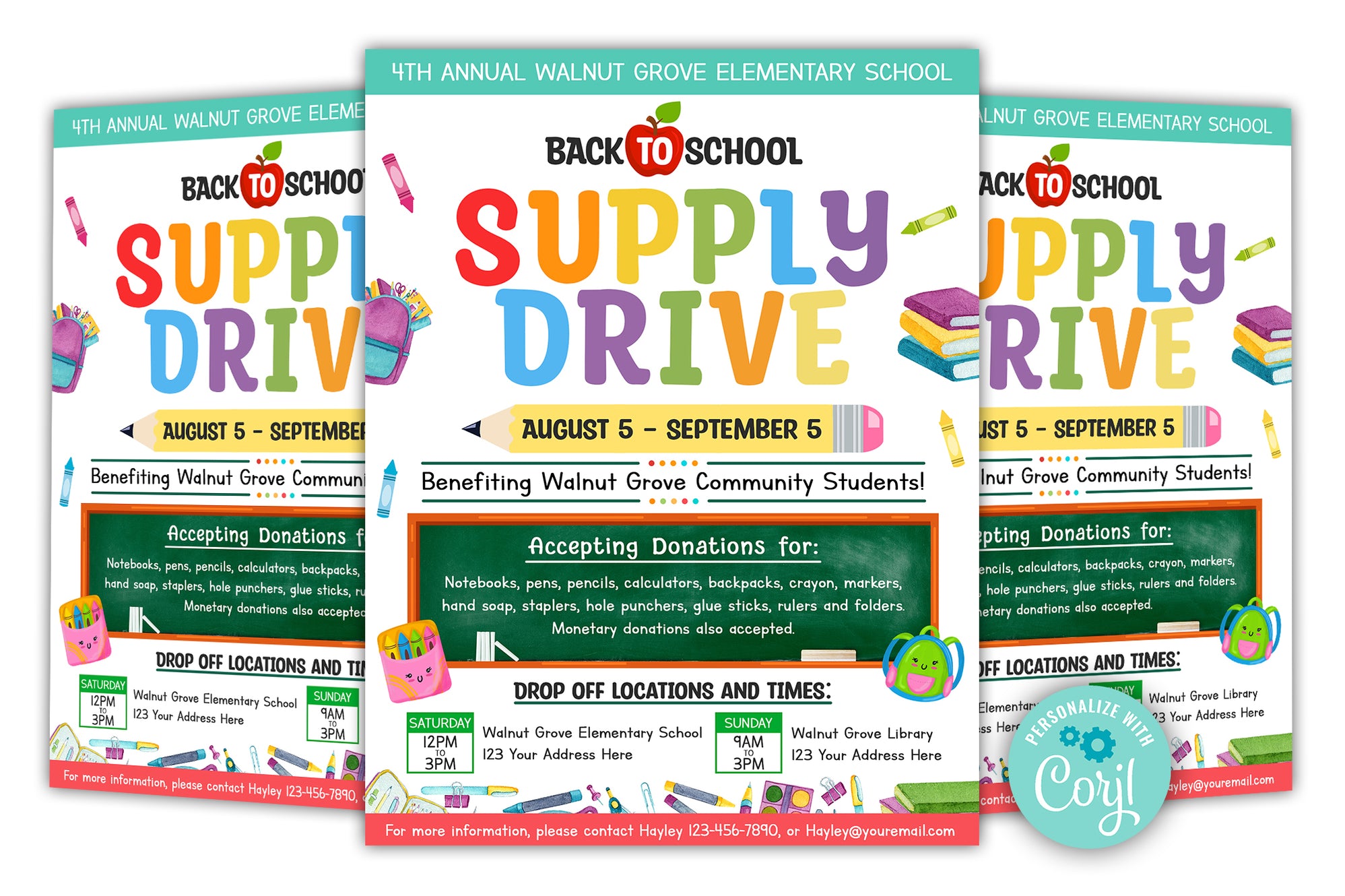 Editable Back to School Supply Drive Flyer — Posh Park