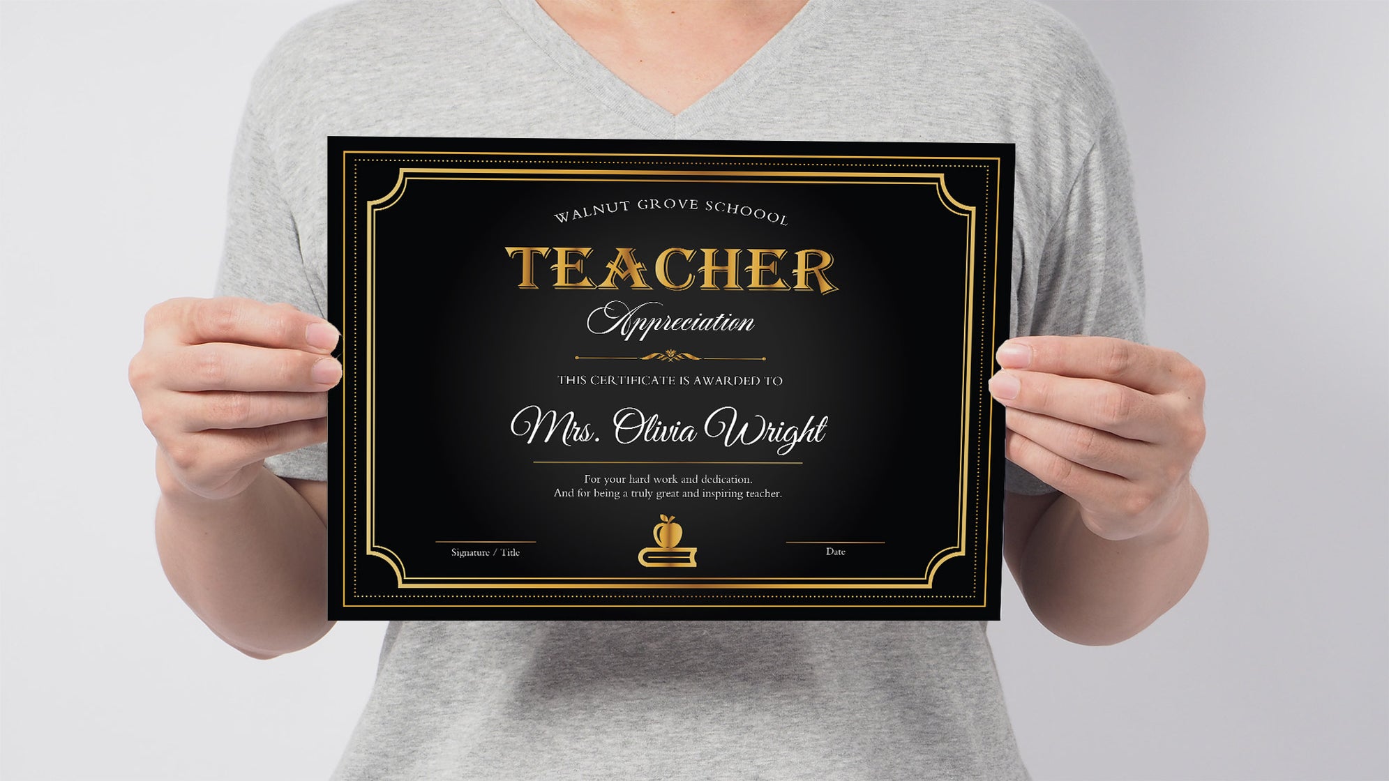 Elegant Teacher Appreciation Certificate Black, Editable Appreciation ...