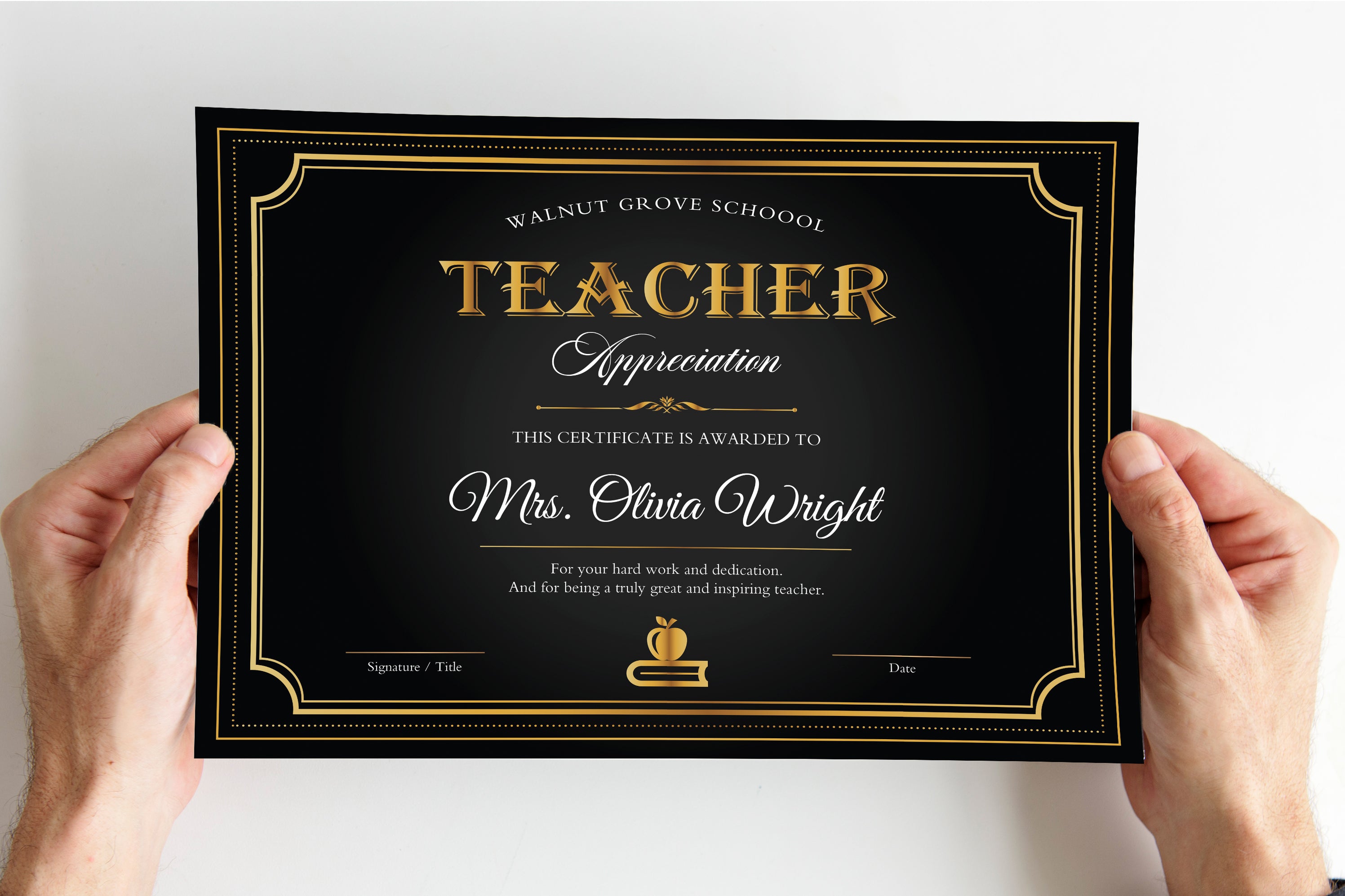 Elegant Teacher Appreciation Certificate Black, Editable Appreciation ...
