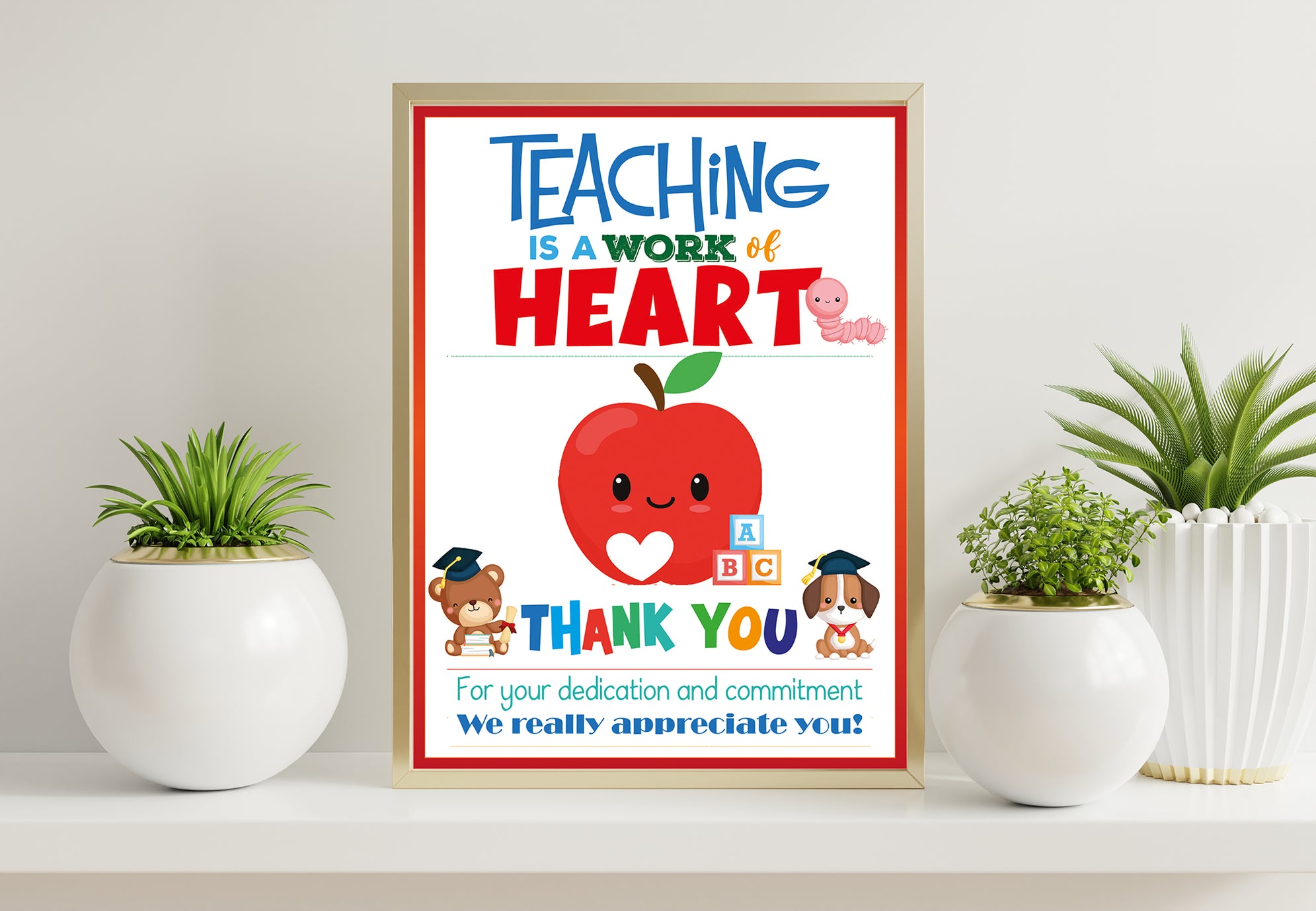 Printable PDF Teaching is a Work Of Heart Sign Poster, PDF Teacher and ...