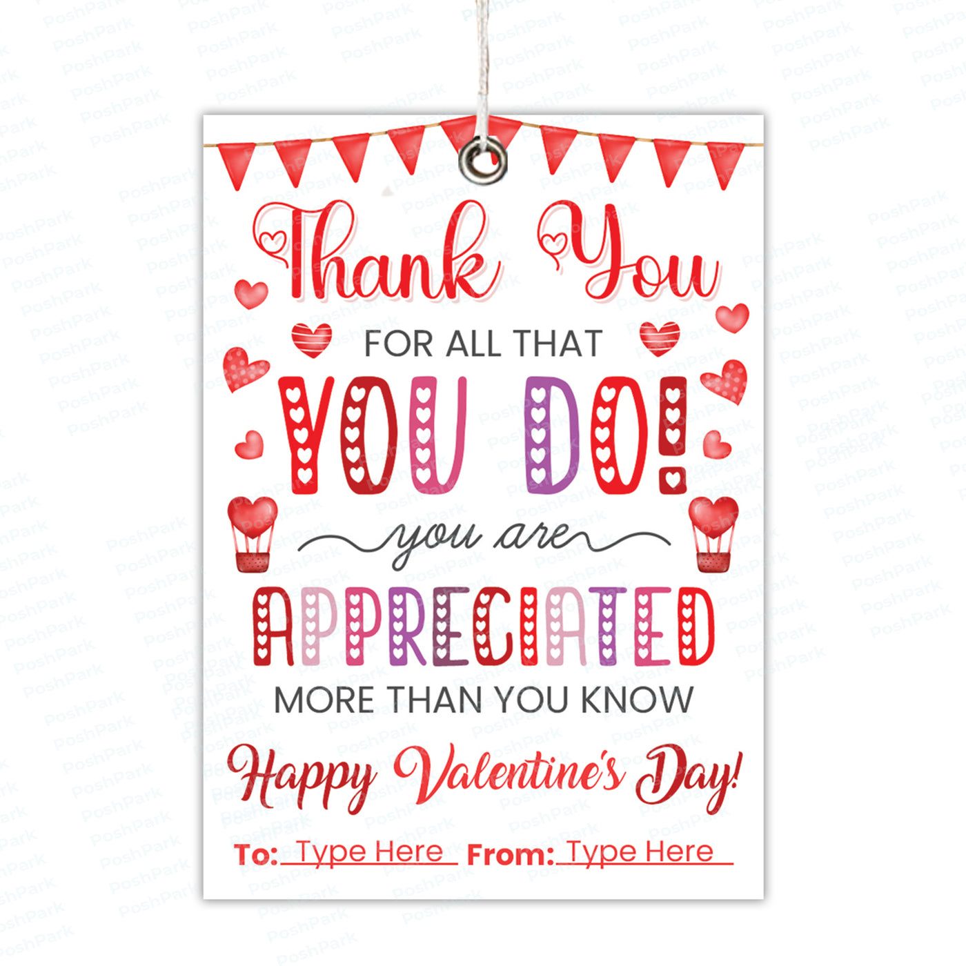DIY Thank You For All That You Do! Happy Valentines Day Gift Tags, Edi ...