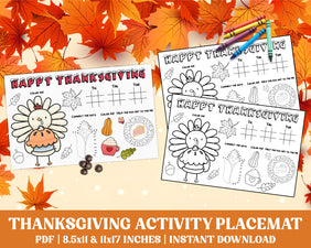 Printable Fall Activity Pages for Kids Bundle, PDF Thanksgiving Activi ...