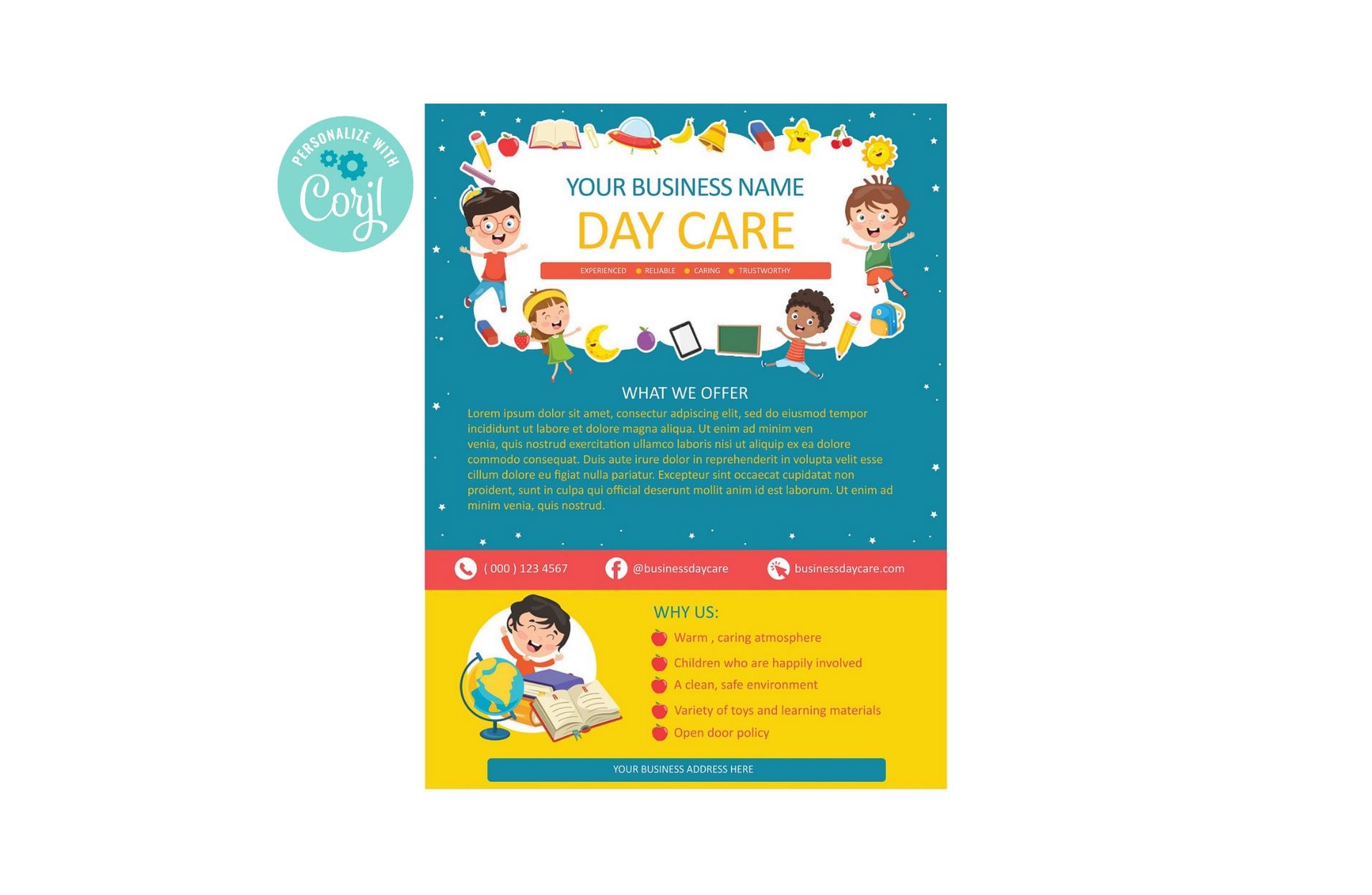 Editable Childcare Flyer Template — Posh Park