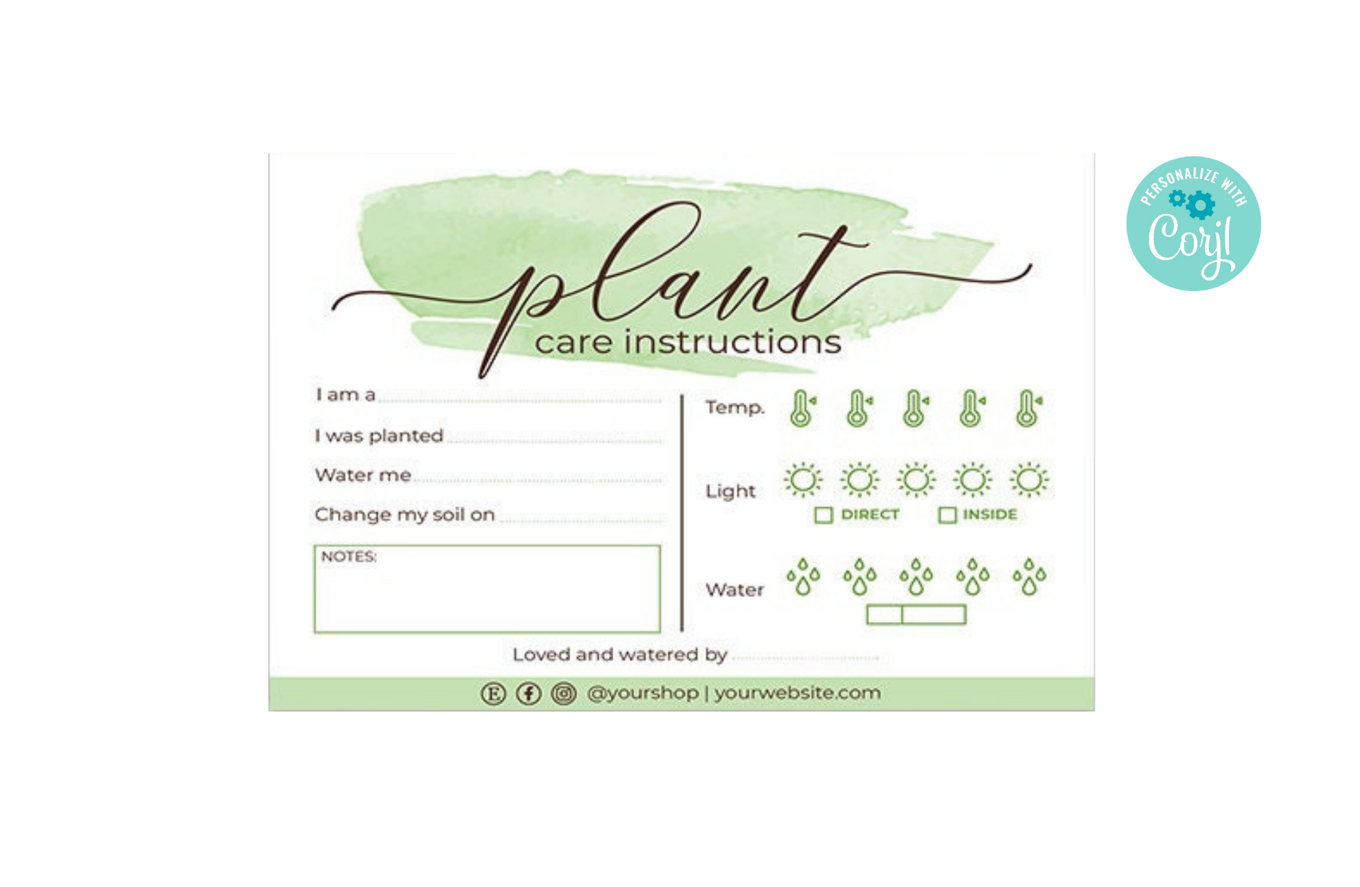 EDITABLE Plant Care Card Printable, Plant Care Template, Multi Use Pla ...