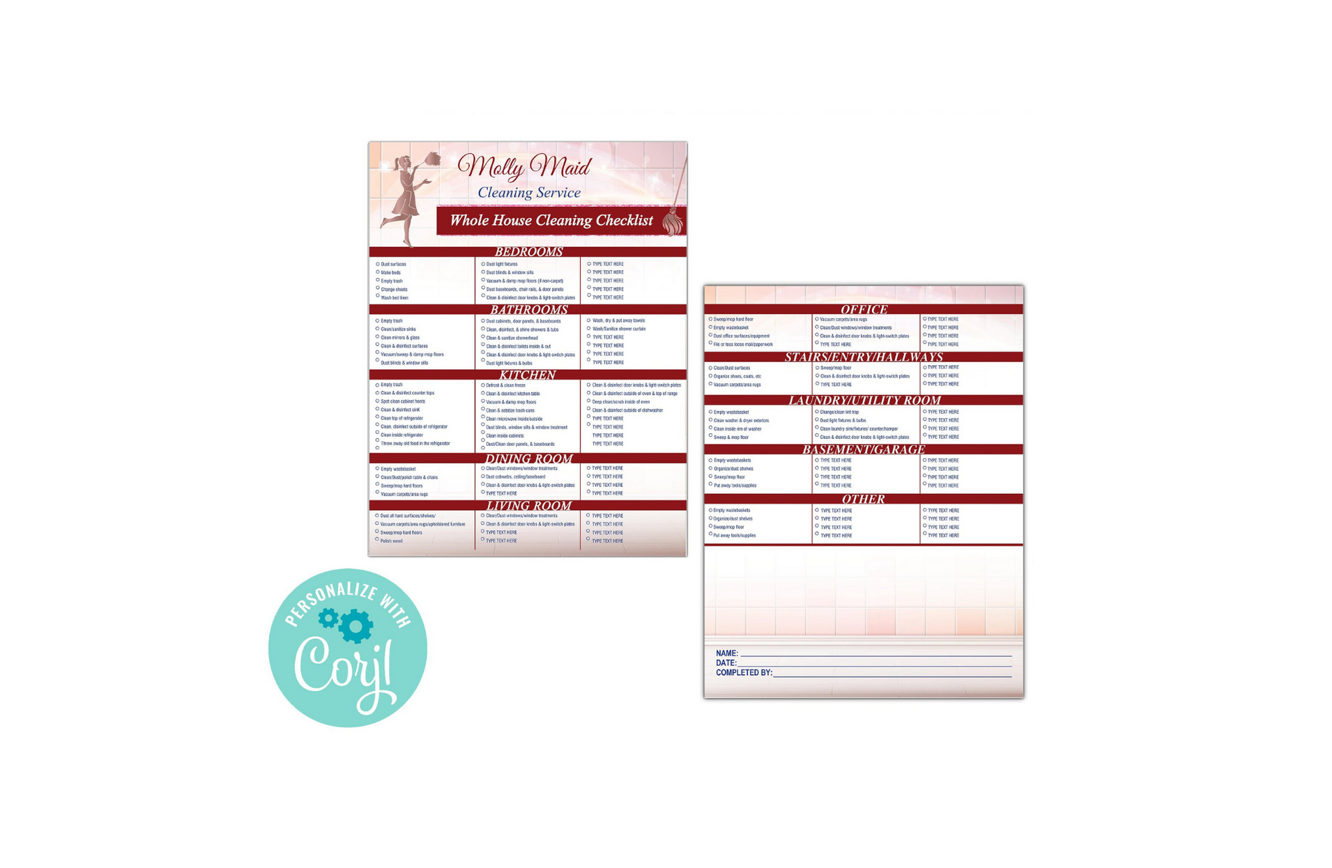House Cleaning Checklist EDITABLE & PRINTABLE | House Cleaning Service ...