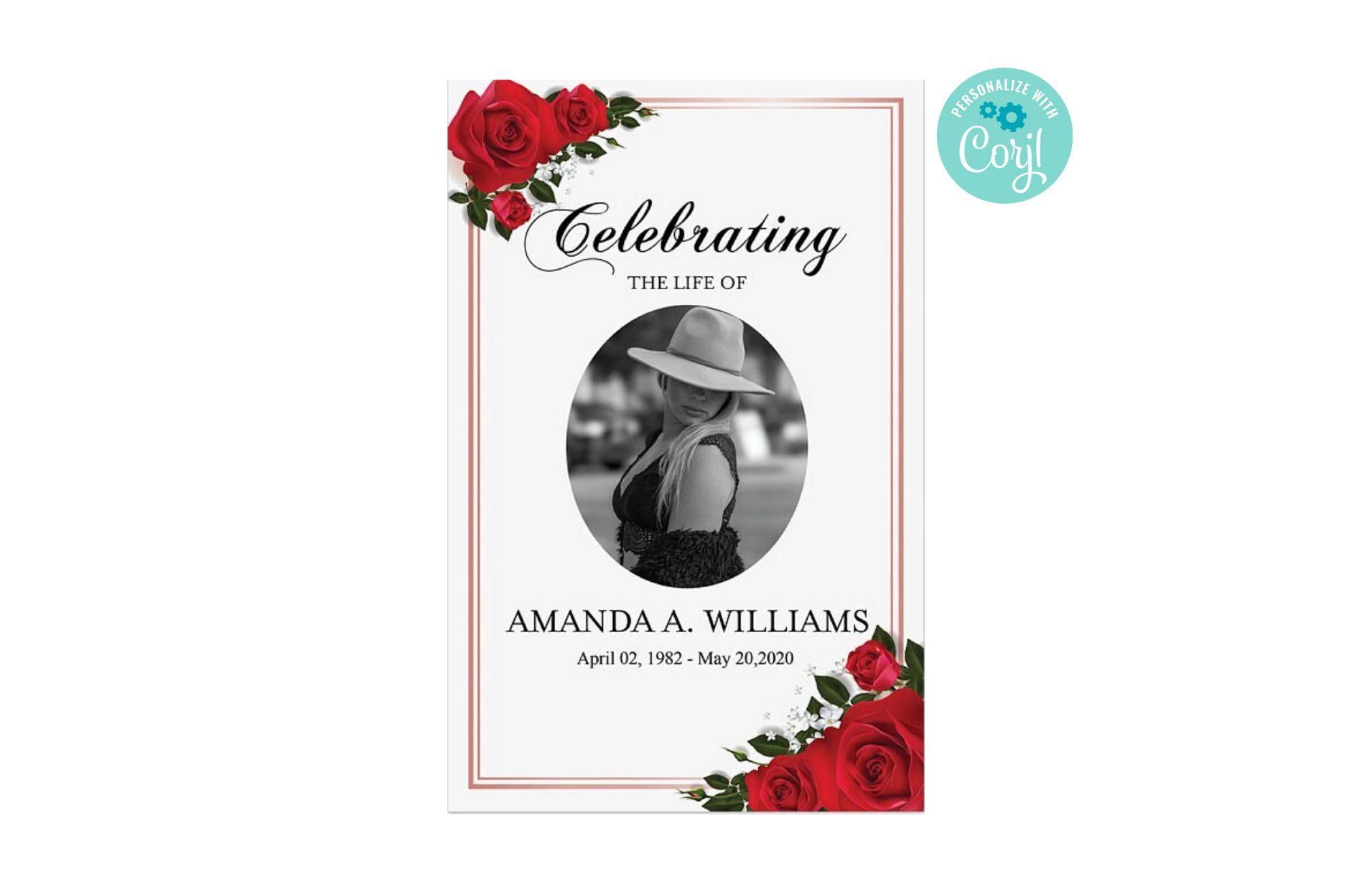 DIY Red Rose Funeral Program & Obituary Template — Posh Park