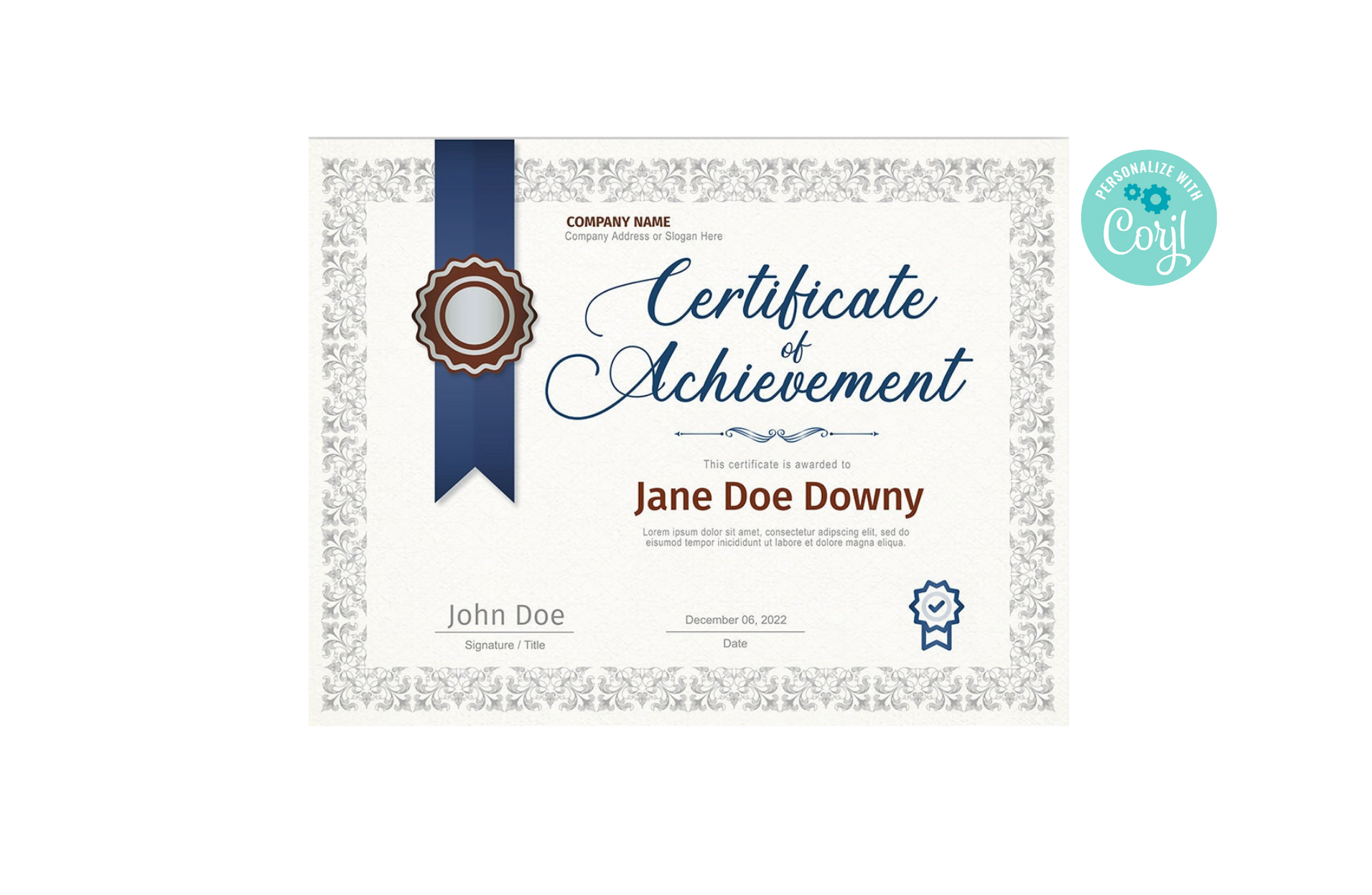 Editable Certificate of Achievement Template Editable | DIY Award Temp ...
