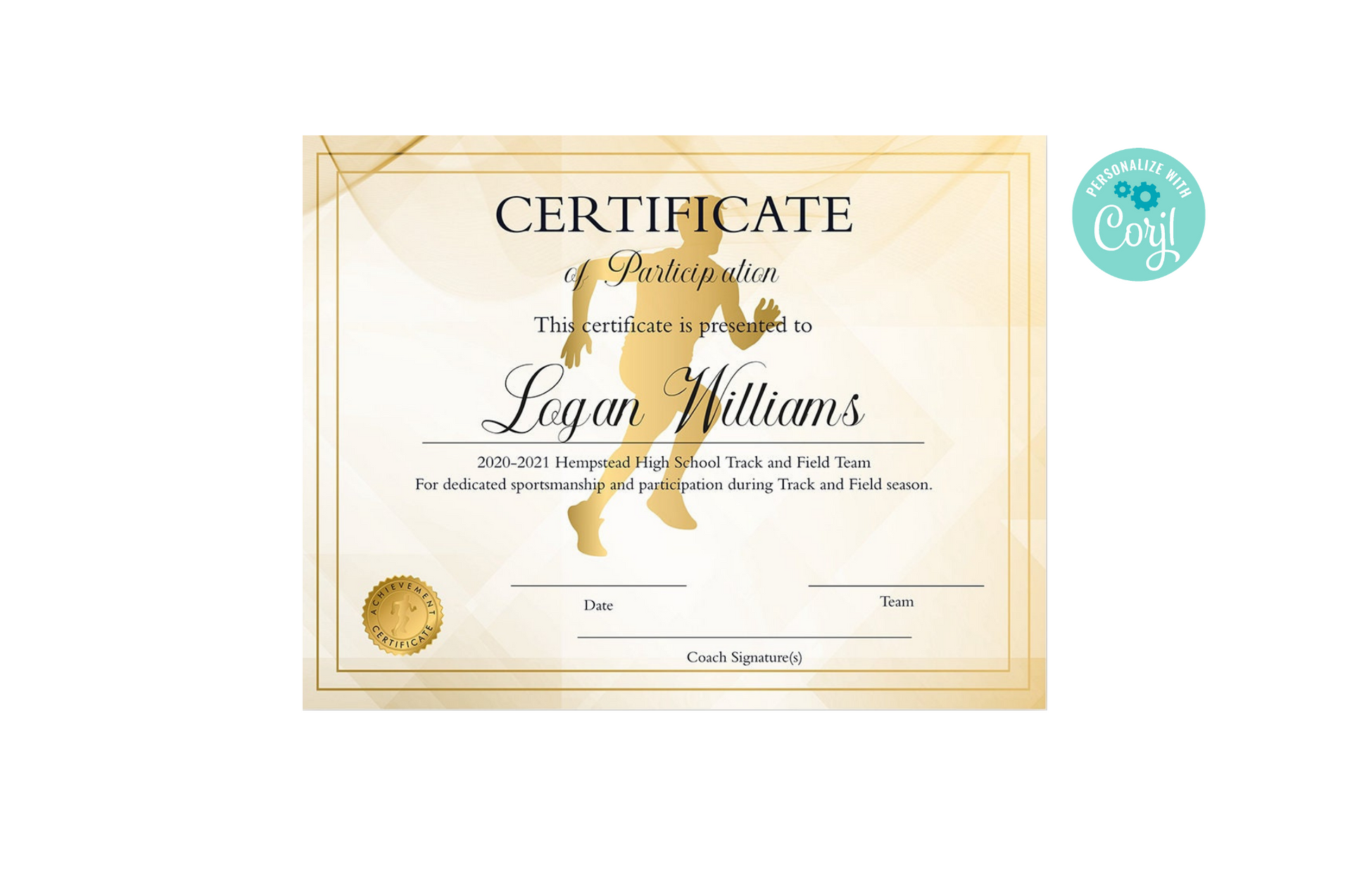 Editable Boys Cross Country Certificate Template, Boys Cross Country P ...