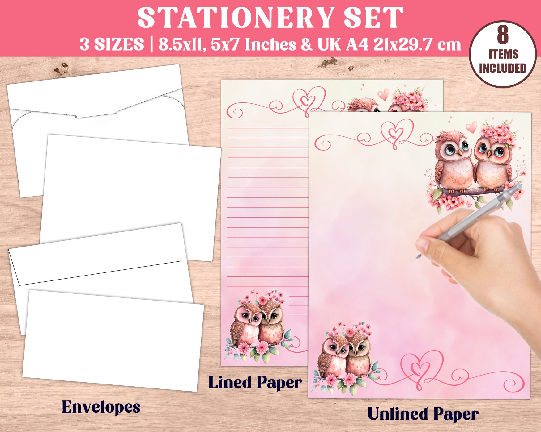 Valentines Owl in Love Stationery Set for Teens and Adults | Stationary ...