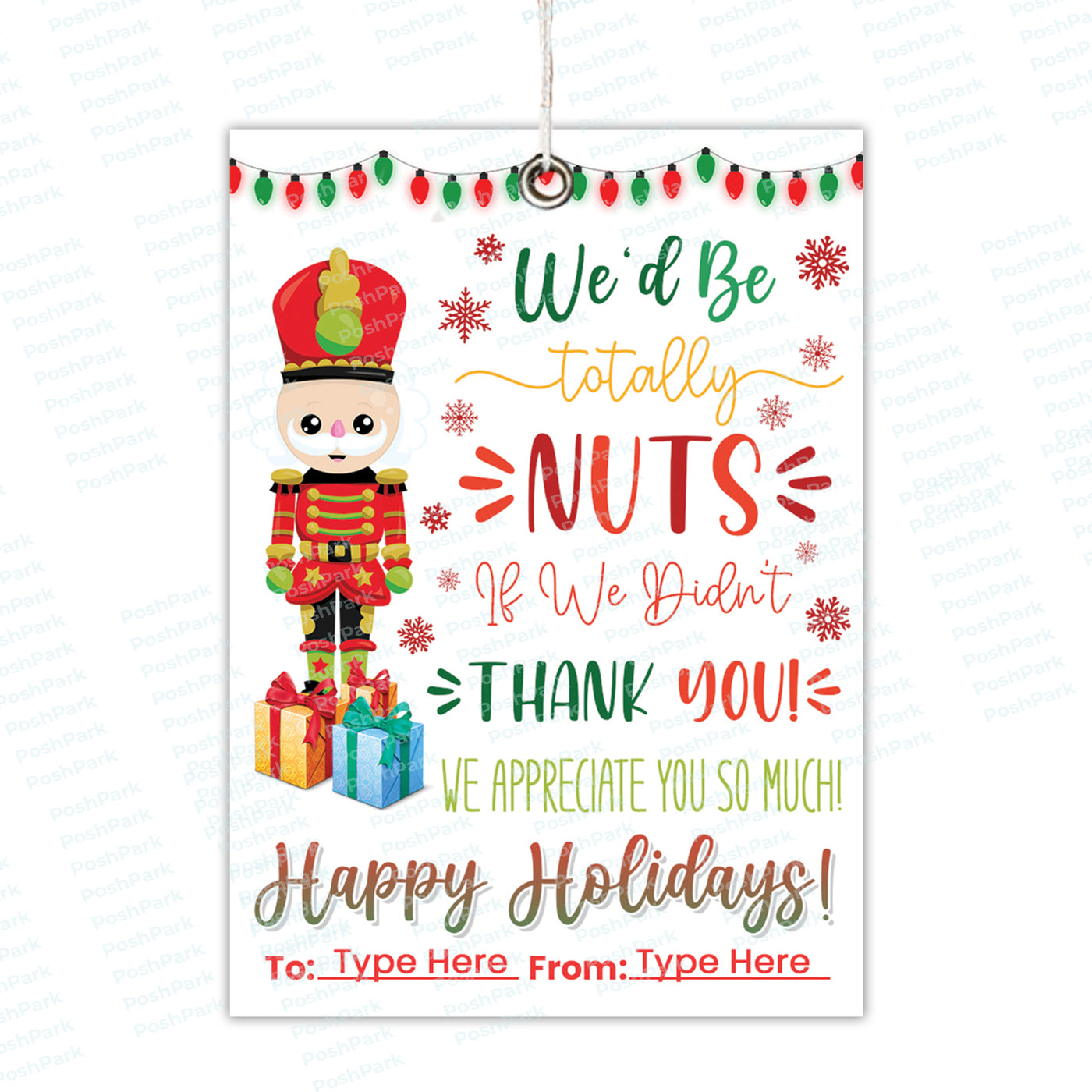 DIY Christmas Nutcracker Gift Tags, Editable Christmas Nuts Tags, Staf ...