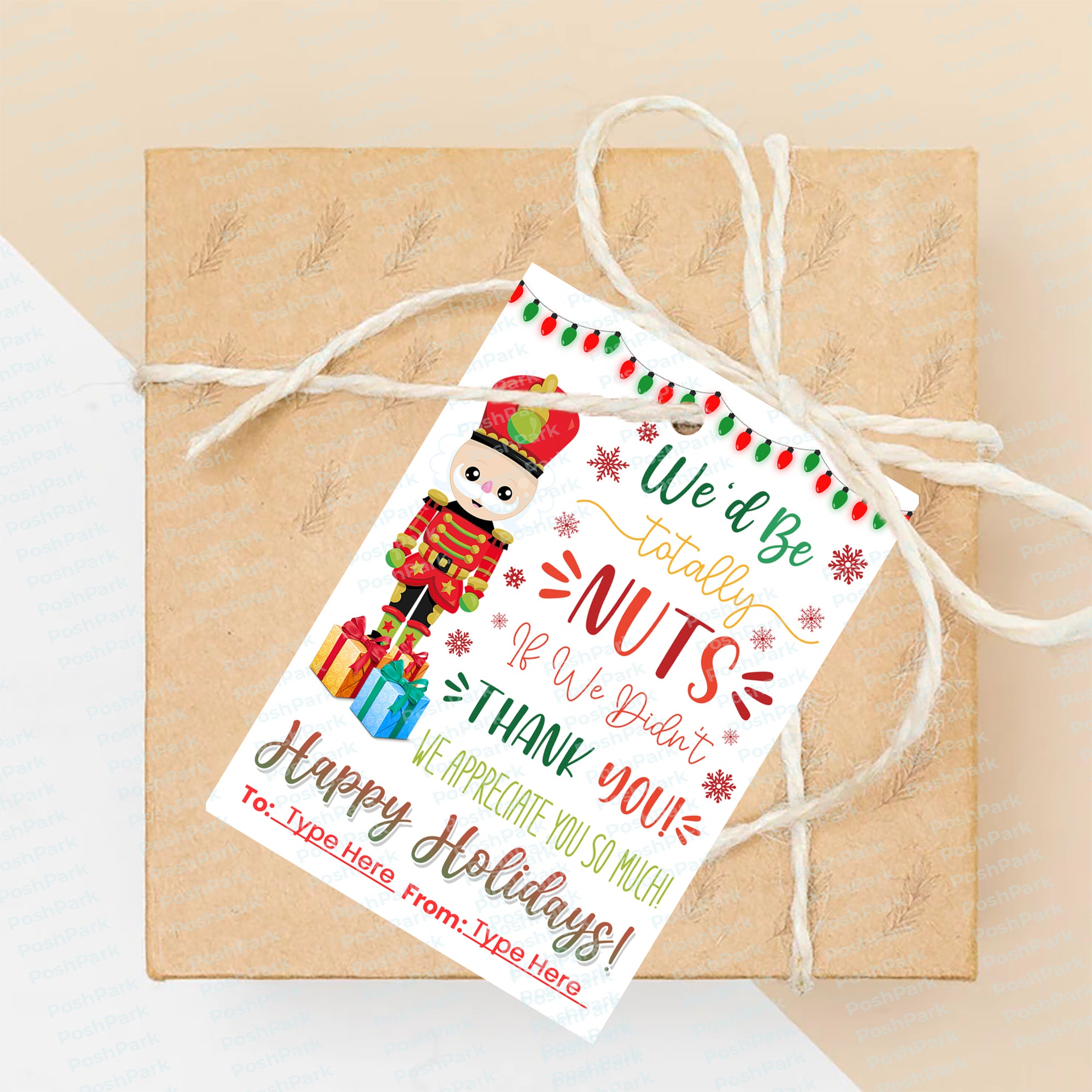 DIY Christmas Nutcracker Gift Tags, Editable Christmas Nuts Tags, Staf ...