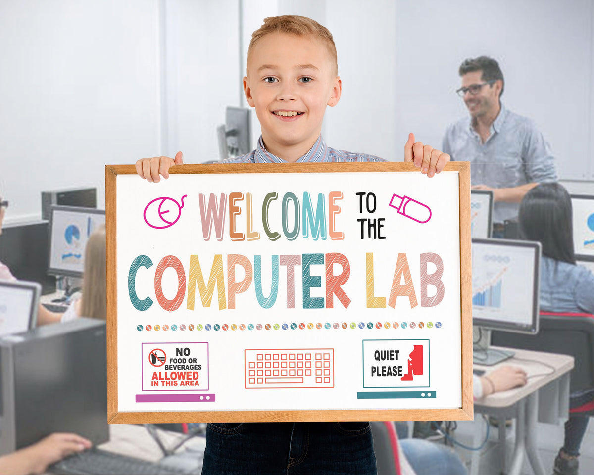 PDF Printable School Computer Lab Classroom Decor, Welcome To The Comp ...