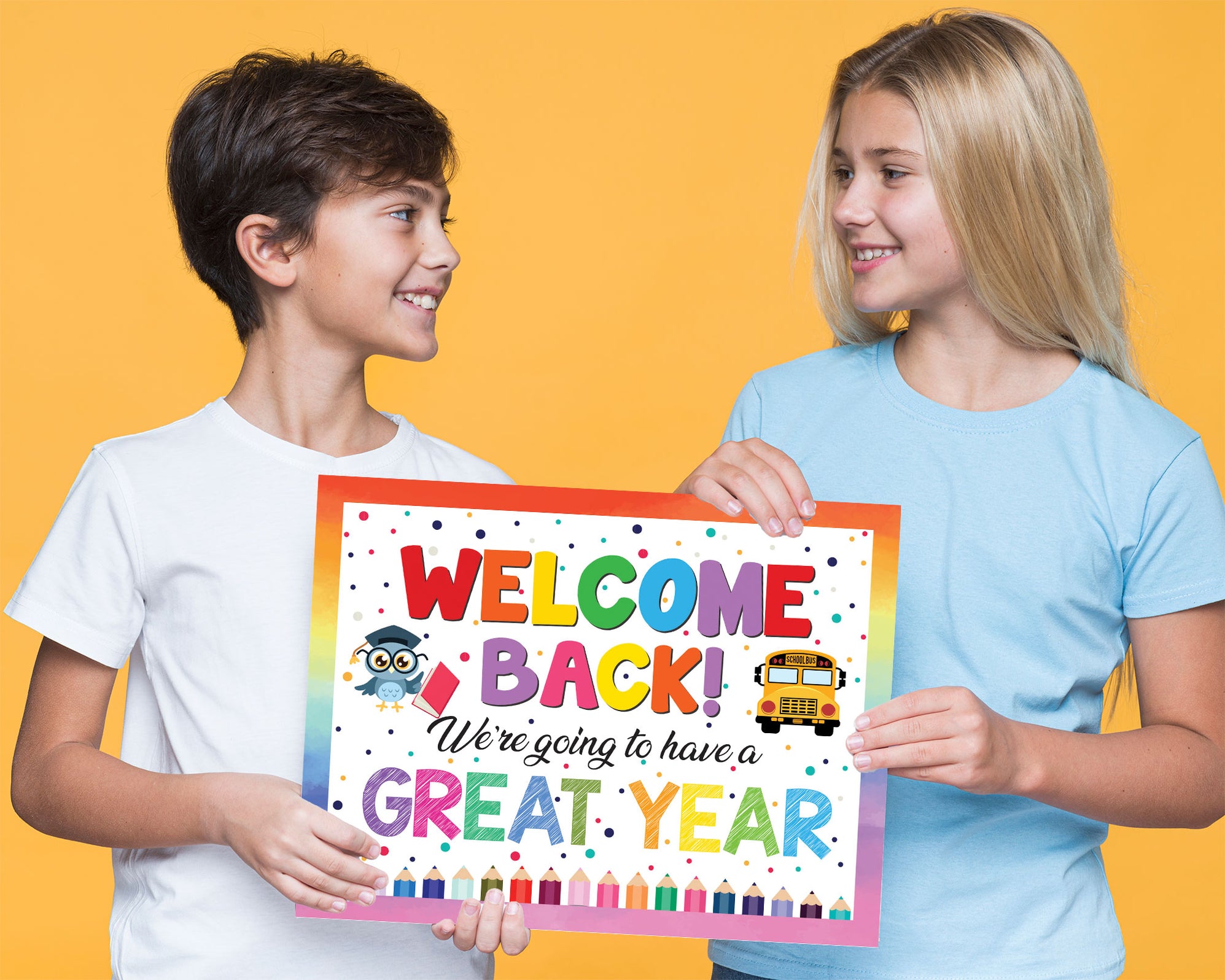 Printable Colorful Back to School Welcome Sign, PDF School Bulletin Bo ...