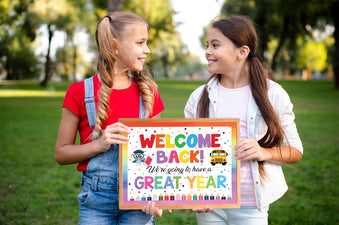 Printable Colorful Back to School Welcome Sign, PDF School Bulletin Bo ...