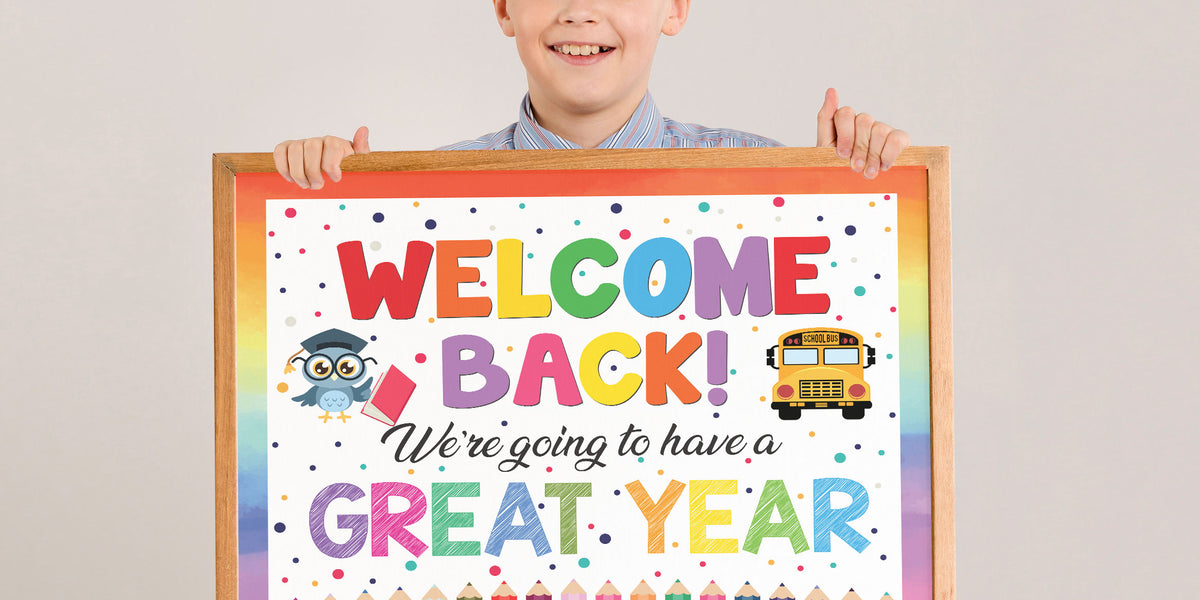 Printable Colorful Back to School Welcome Sign, PDF School Bulletin Bo ...