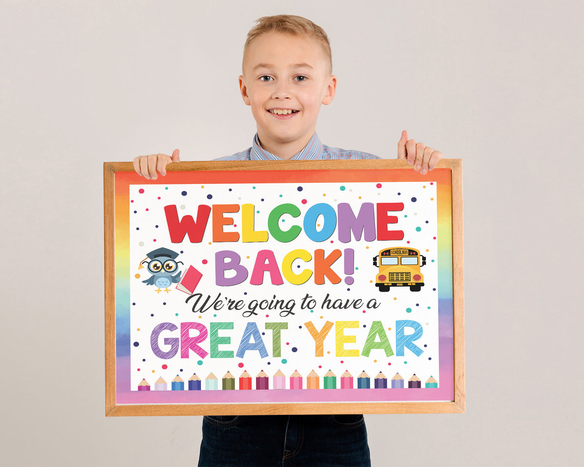 Printable Colorful Back to School Welcome Sign, PDF School Bulletin Bo ...