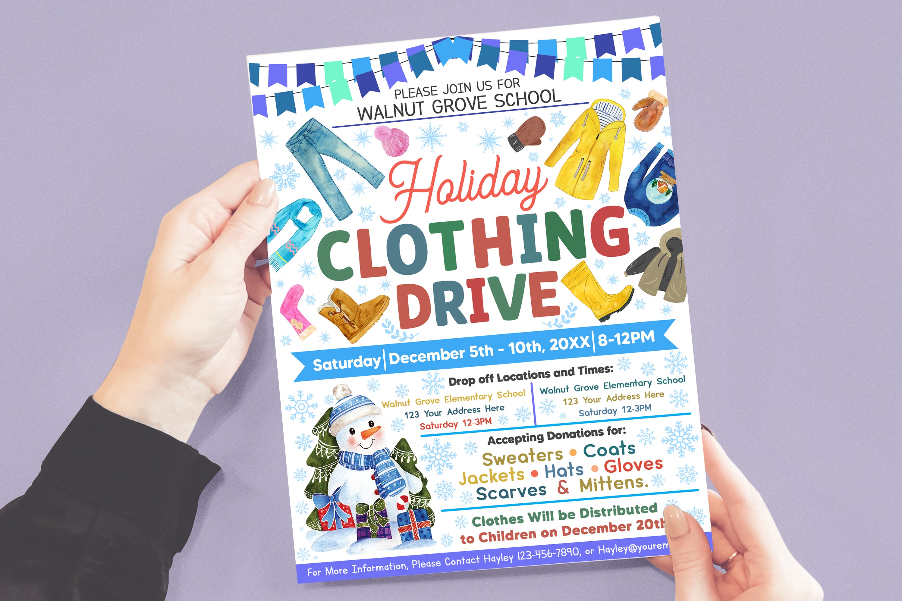 DIY Editable Winter Clothing Drive Flyer Template, Holiday Clothing Dr ...