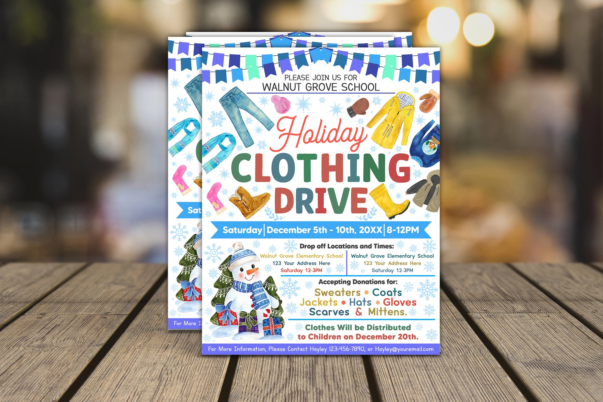 DIY Editable Winter Clothing Drive Flyer Template, Holiday Clothing Dr ...