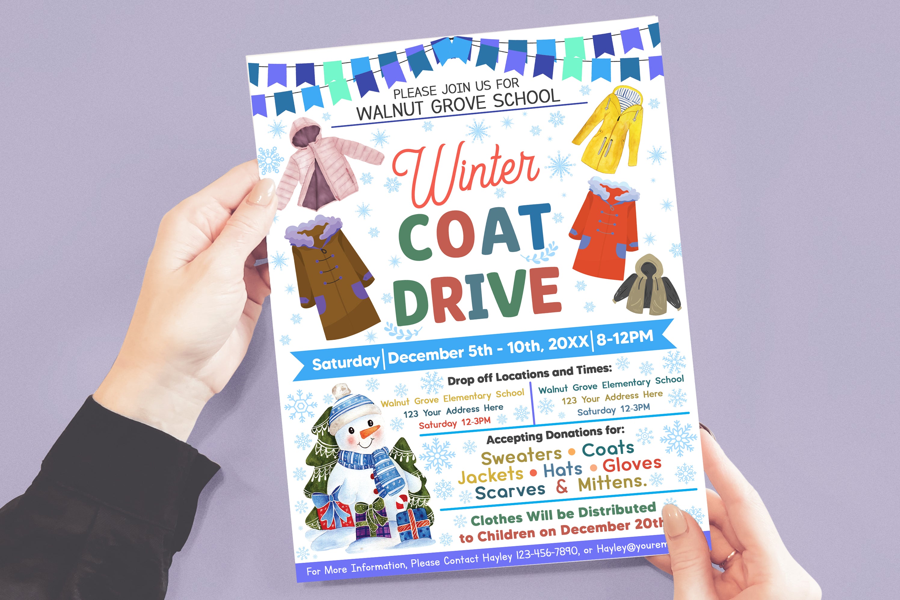 DIY Winter Coat Drive & Clothes Donations Flyer Template — Posh Park