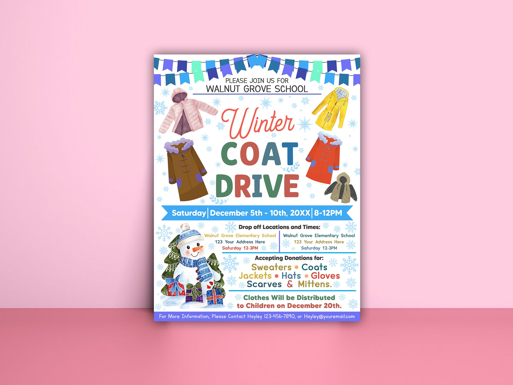 DIY Winter Coat Drive & Clothes Donations Flyer Template — Posh Park