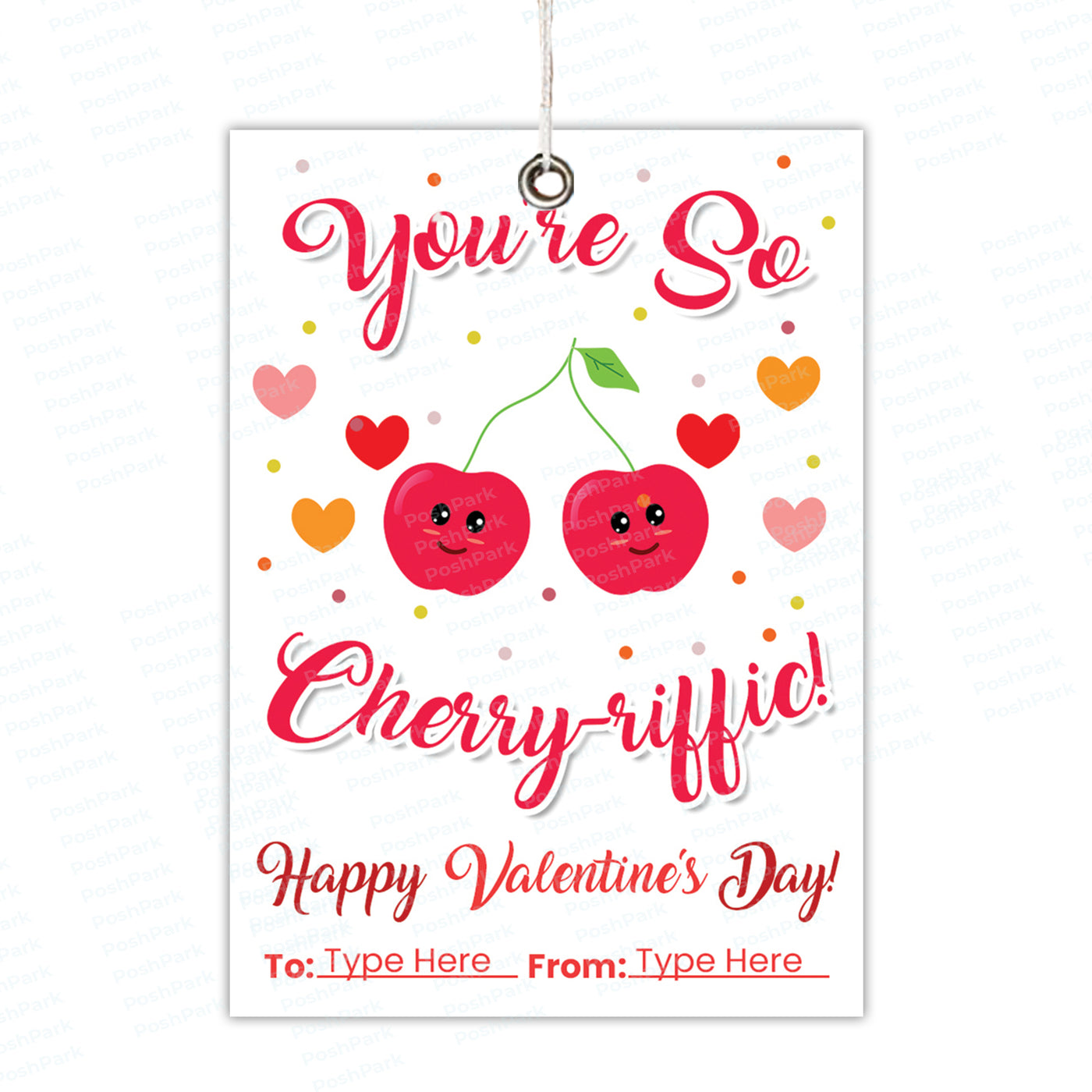 DIY You're so Cherry-Riffic Valentine's Day Gift Tag, Editable Valenti ...