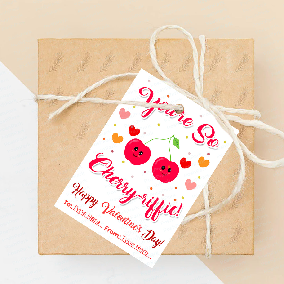 DIY You're so Cherry-Riffic Valentine's Day Gift Tag, Editable Valenti ...