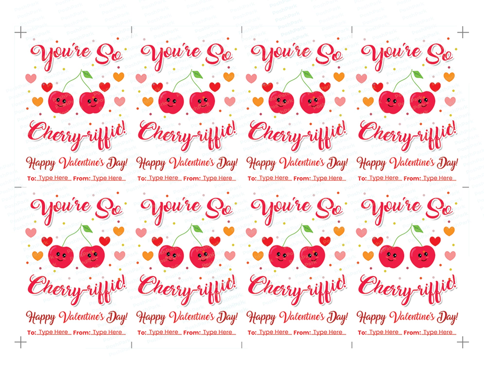 DIY You're so Cherry-Riffic Valentine's Day Gift Tag, Editable Valenti ...
